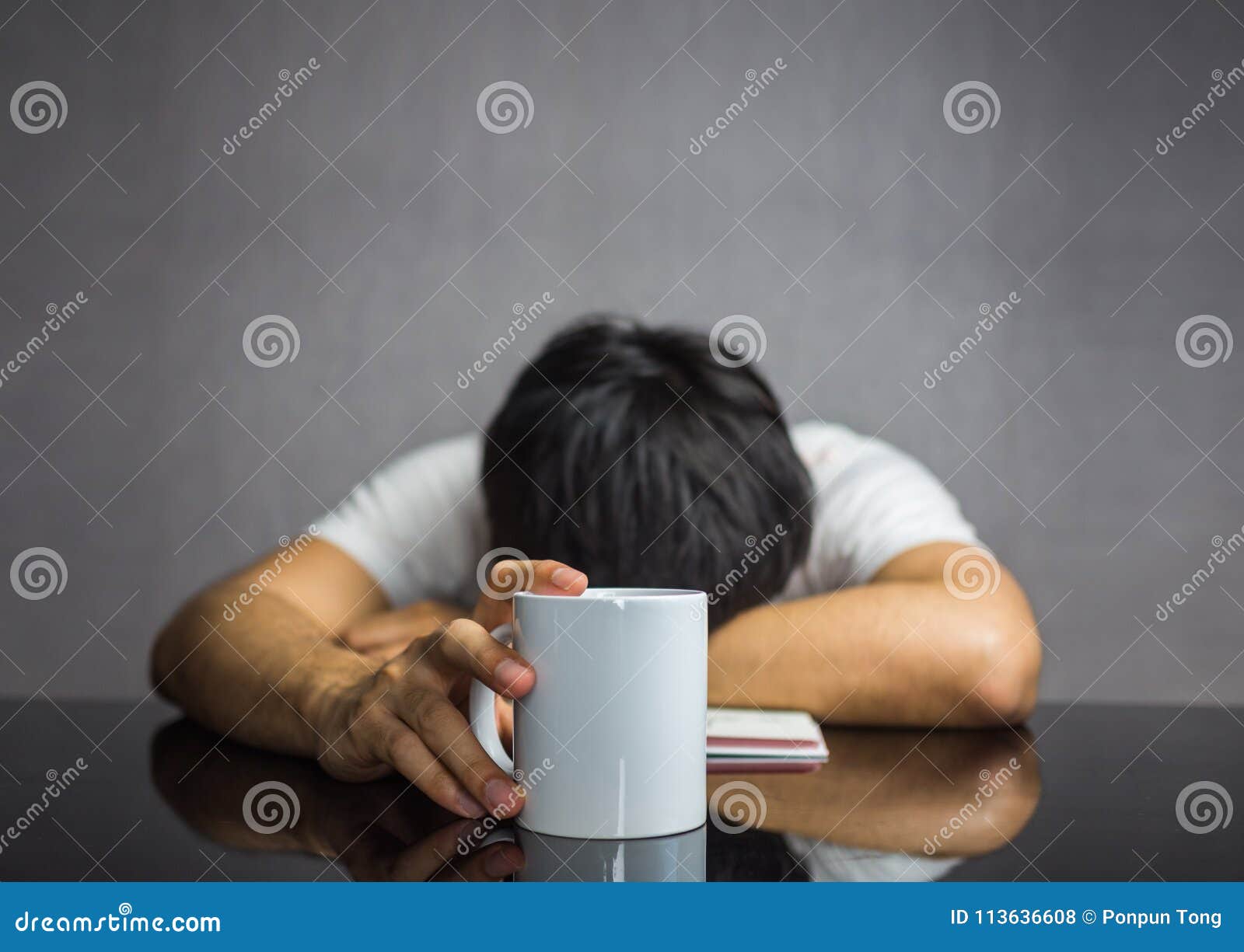 Reach for Coffee Mug; Work and Study Tired and Stress Stock Photo ...