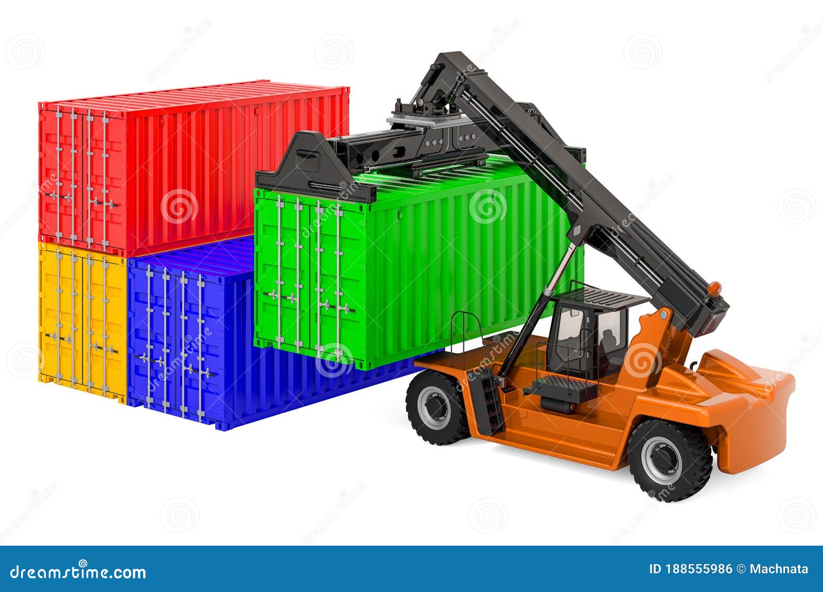 Reach Stacker Lifting Container. Port Machinery. Container Carrier ...