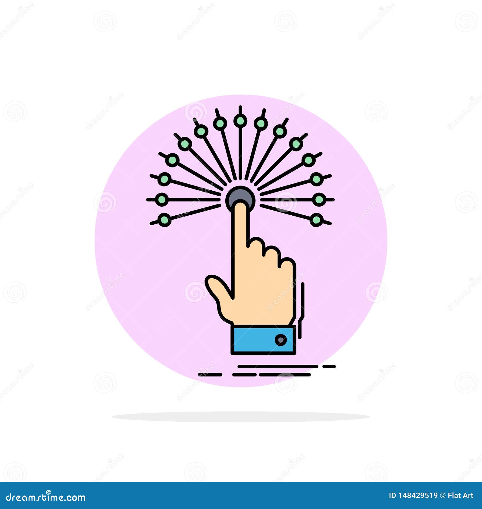 Reach, Touch, Destination, Digital, Analytic Flat Color Icon Vector ...