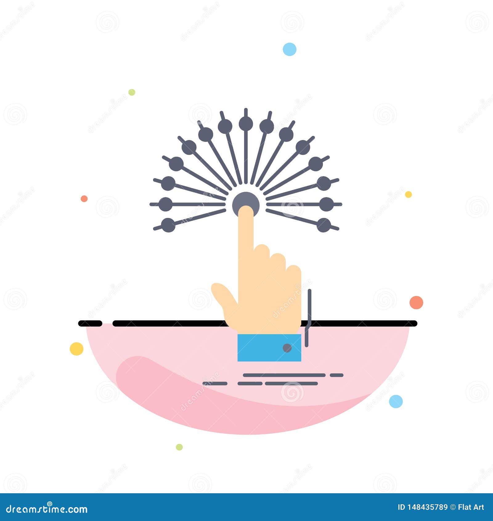 Reach, Touch, Destination, Digital, Analytic Flat Color Icon Vector ...