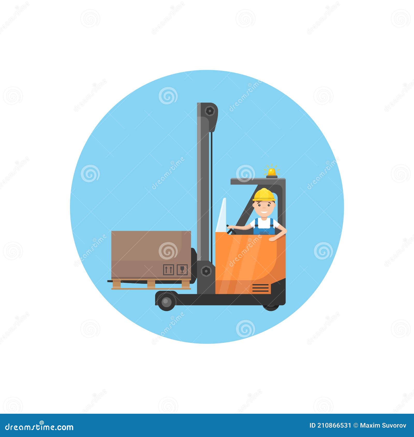 Reach Truck Forklift Driver Flat Style Vector Icon Stock Vector ...