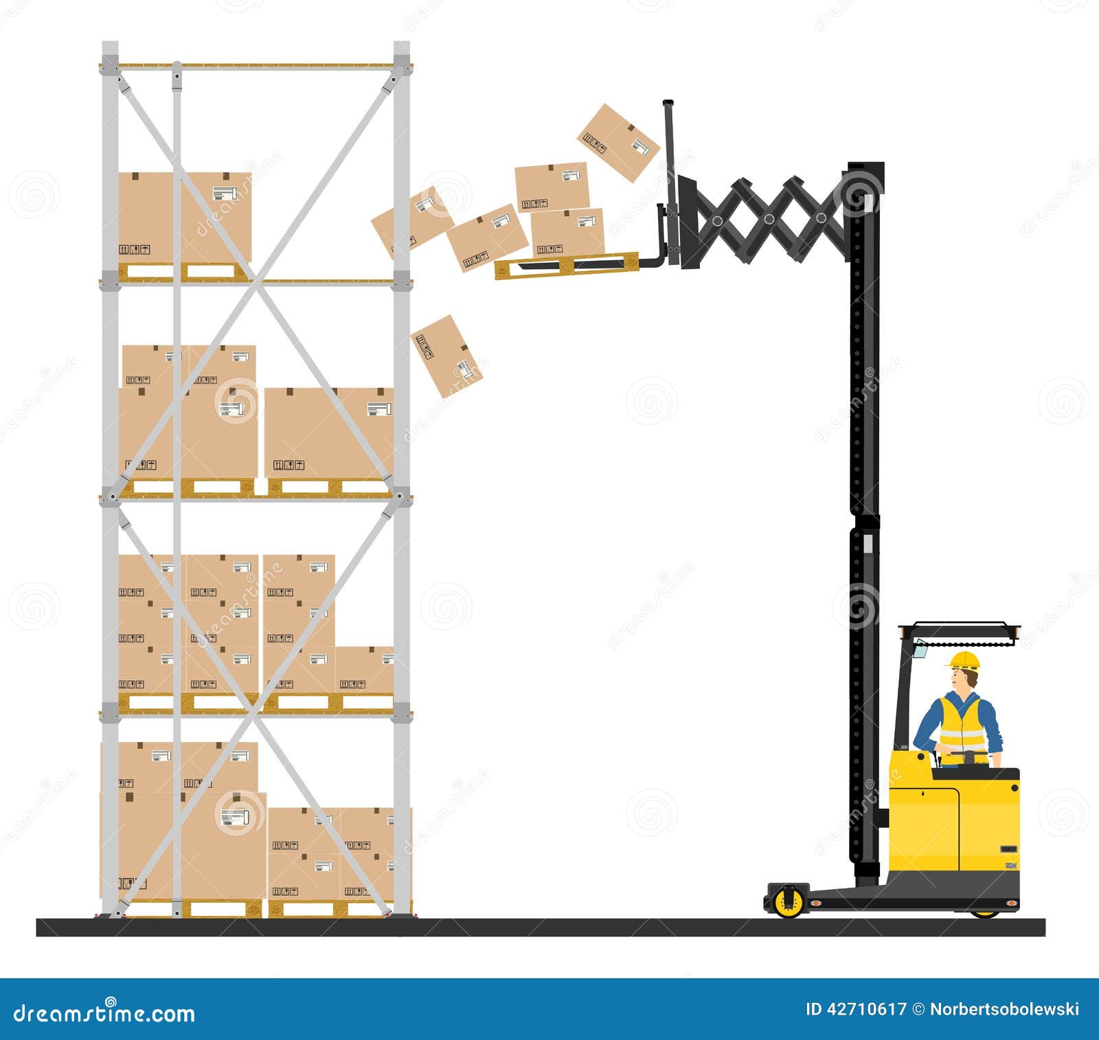 Reach truck stock vector. Illustration of cargo, load - 42710617