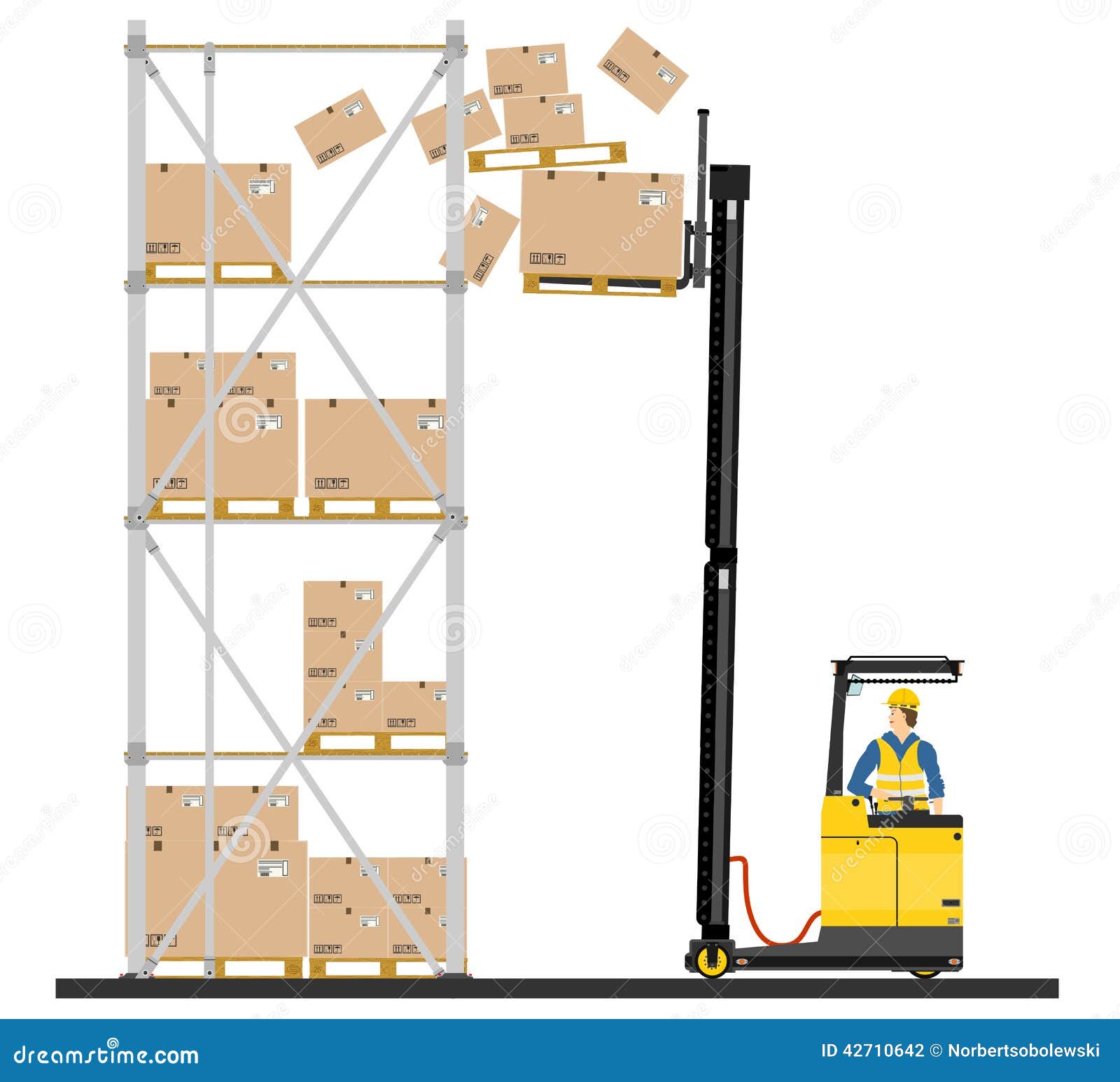 Reach truck stock vector. Illustration of load, cartoon - 42710642
