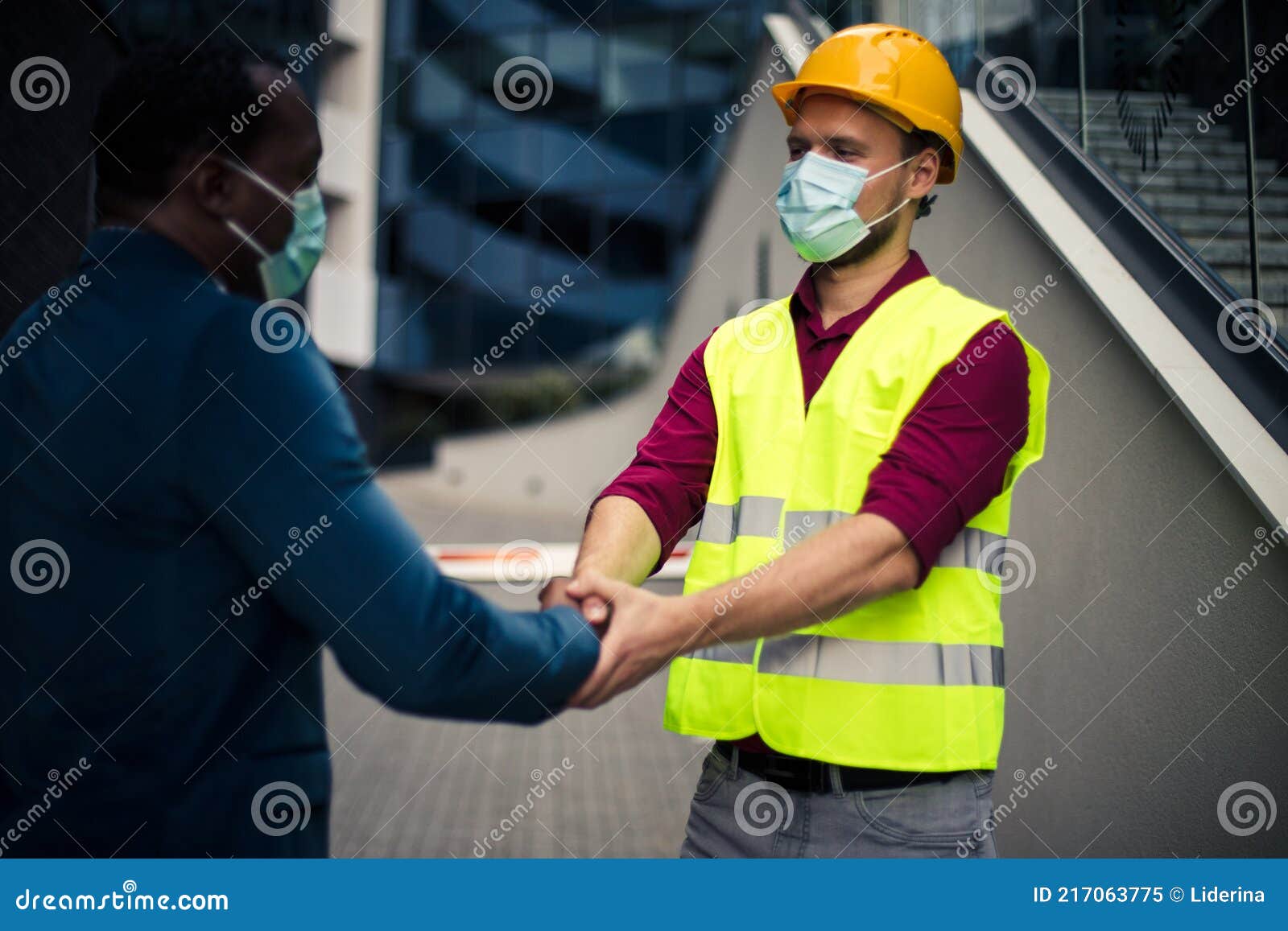Reaching an Agreement on Construction Site Stock Image - Image of ...