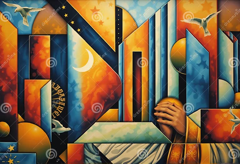 Reaching for the Celestial Realms Stock Image - Image of geometric ...