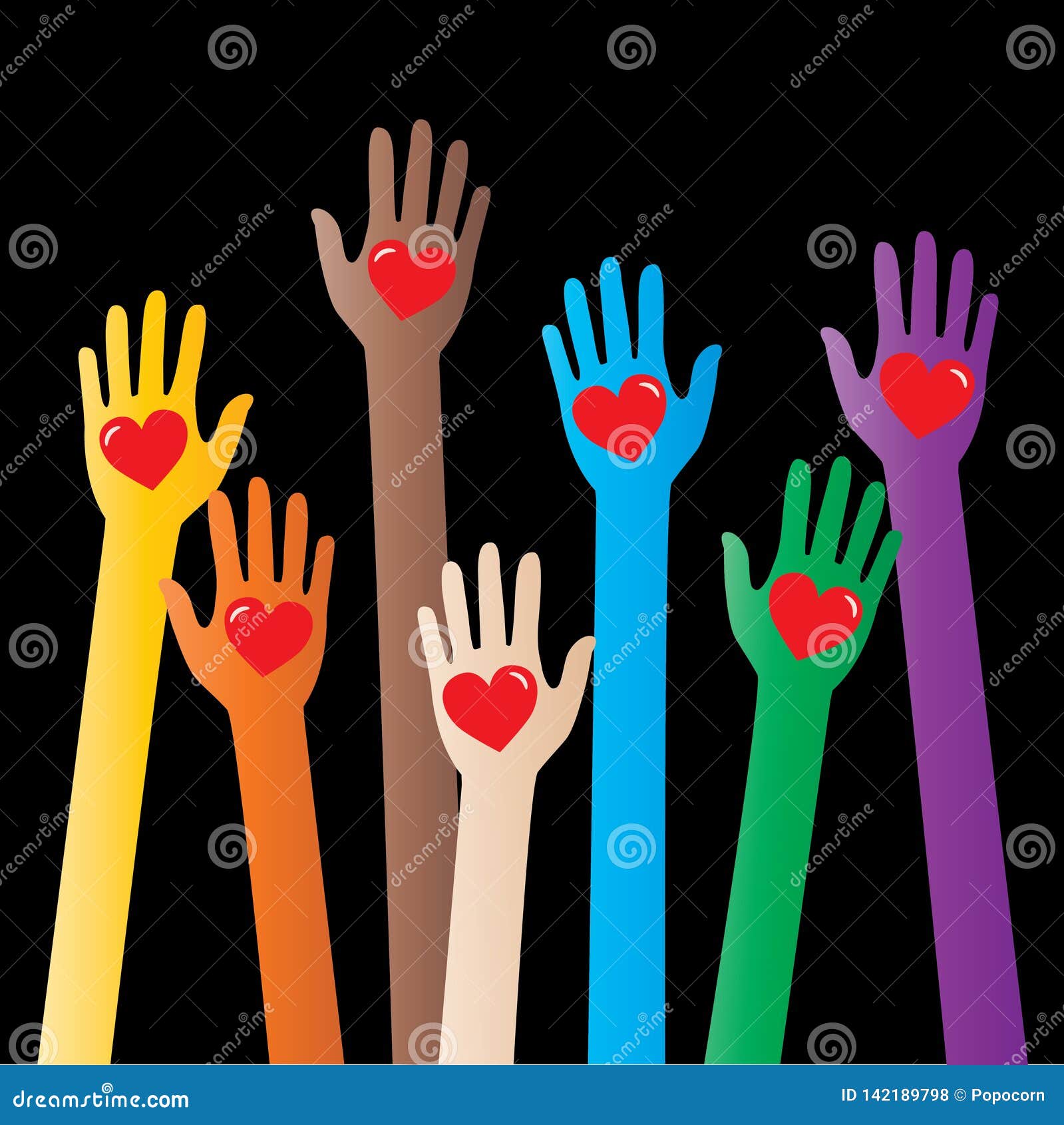 Reaching Helping Human Hands Love Diversity Respect Stock Vector ...