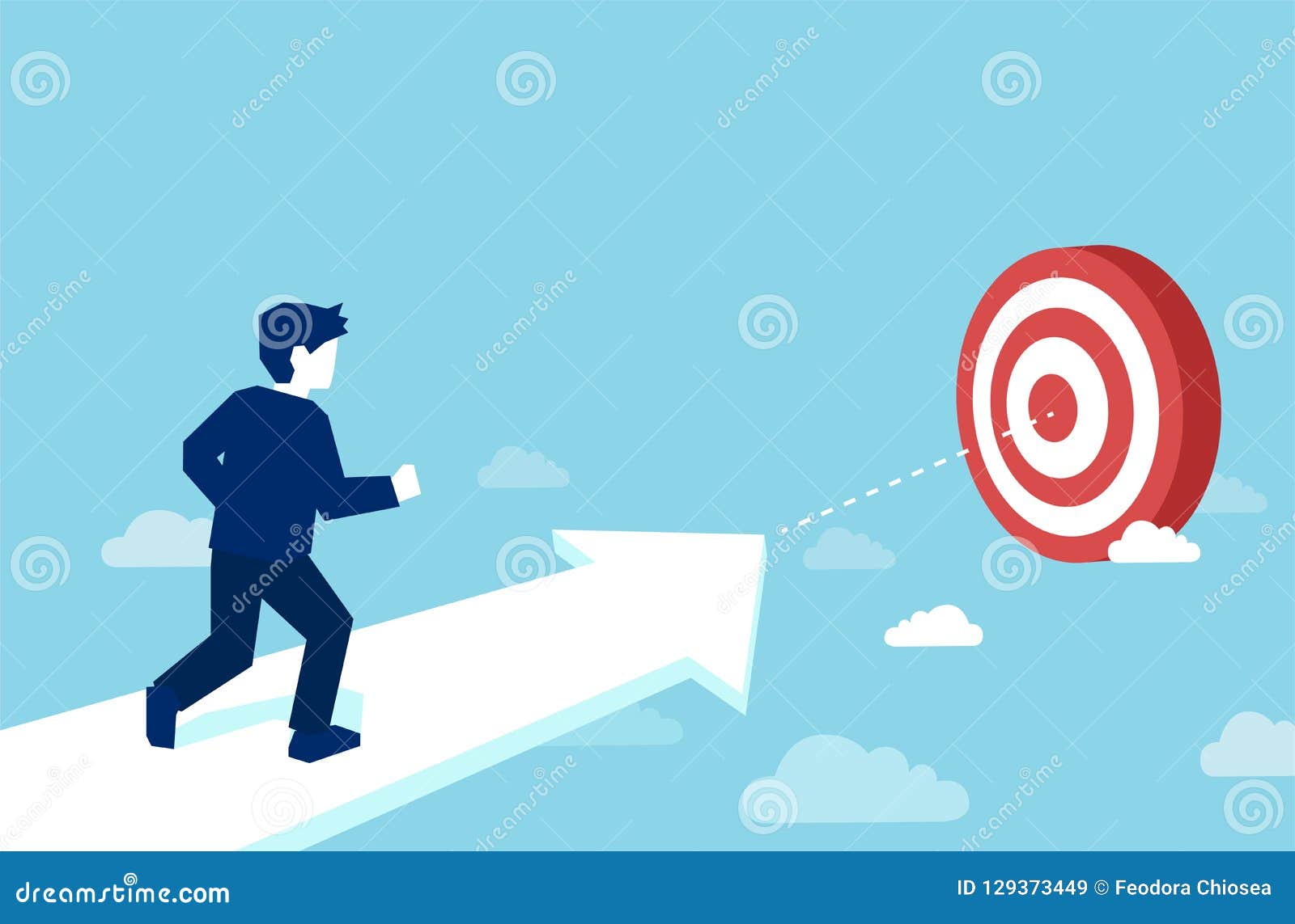 Vector of a Businessman Running To the Target. Stock Illustration ...