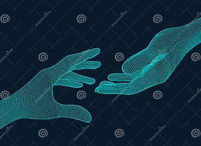 Reaching Wireframe hands stock vector. Illustration of finger - 103790391