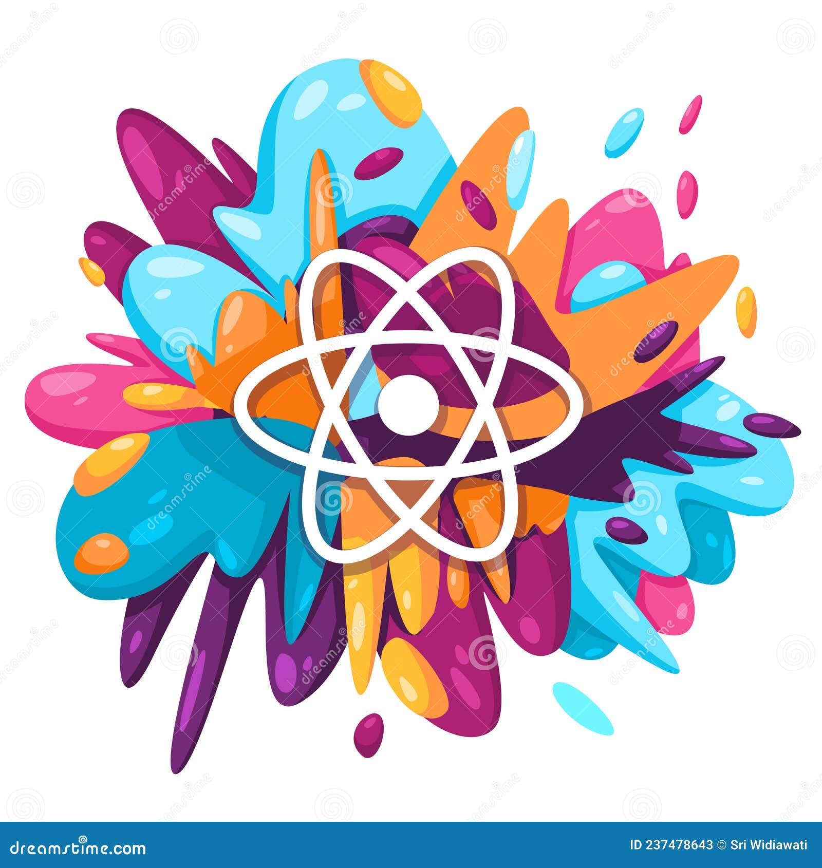 React Molecular Biology Science Atom Icon in Colorful Splat Paint ... React Molecular Biology Science Atom Icon in Colorful Splat Paint ...