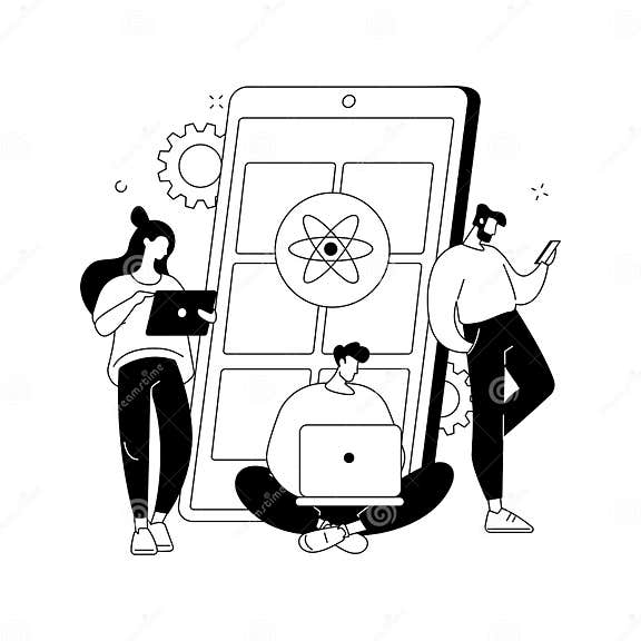 React Native Mobile App Abstract Concept Vector Illustration. Stock ...