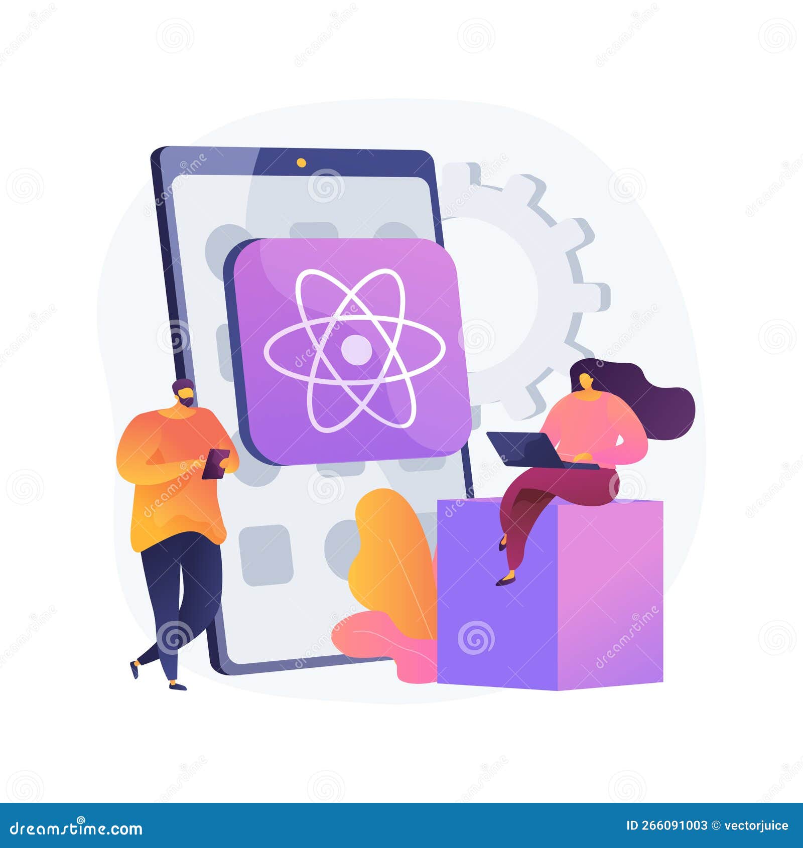 React Native Mobile App Abstract Concept Vector Illustration Stock