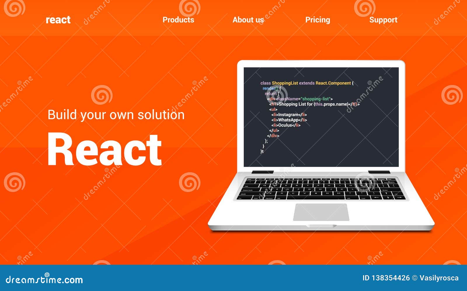 React Programming Code Technology Banner React Language Software Coding Development Website