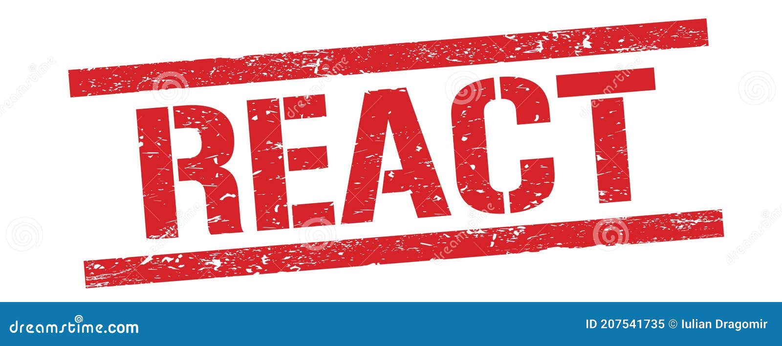 REACT Text on Red Vintage Lines Stamp Stock Illustration - Illustration ...