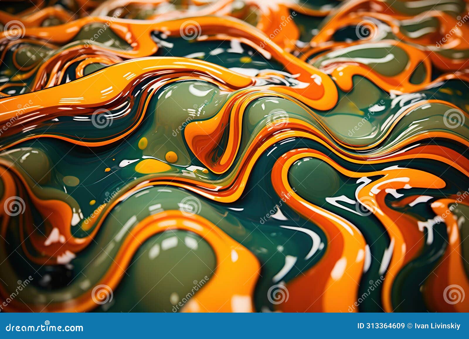 Reaction Diffusion Pattern in a Shallow Fuild Tank, Top View, Orange ...