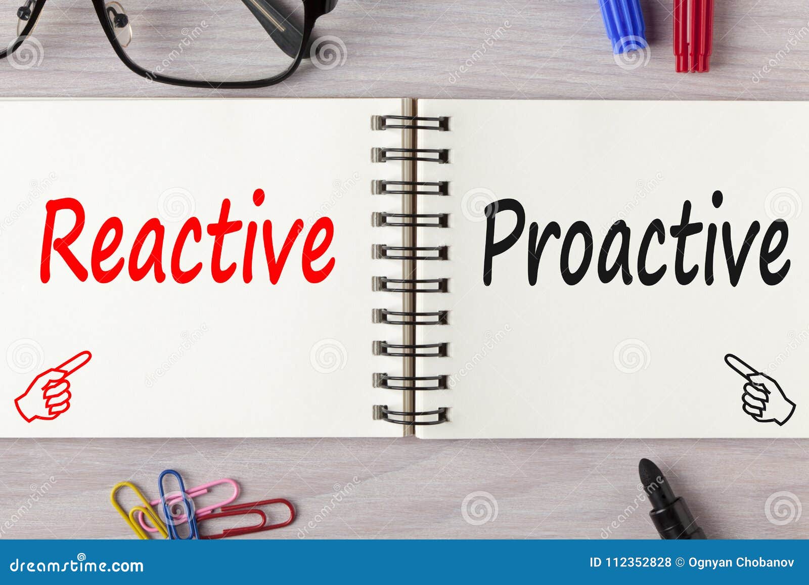 Reactive Or Proactive Symbol. Businessman Hand Turns Cubes And Changes ...