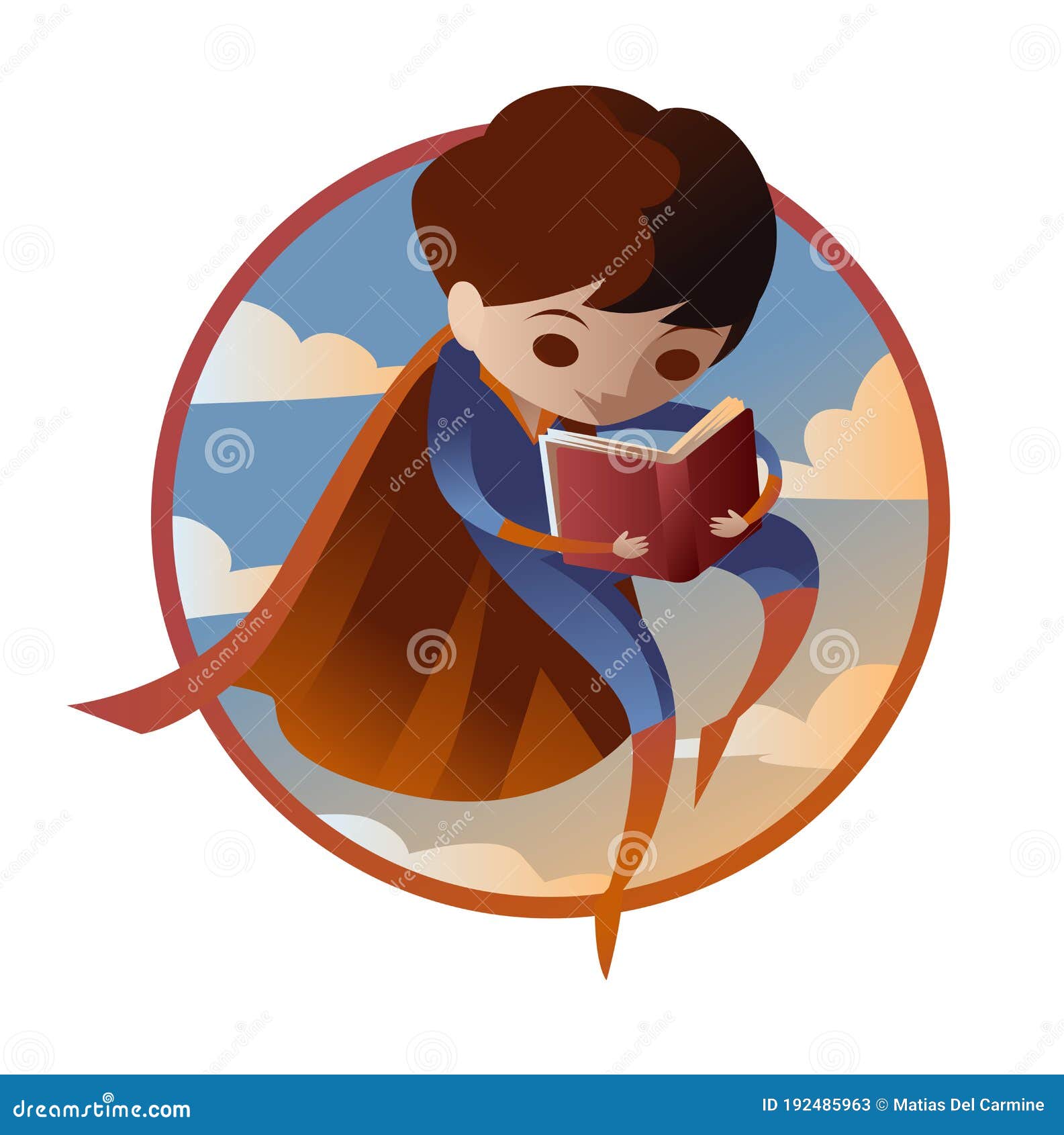Young Superhero Boy Reading a Book Stock Vector - Illustration of ...