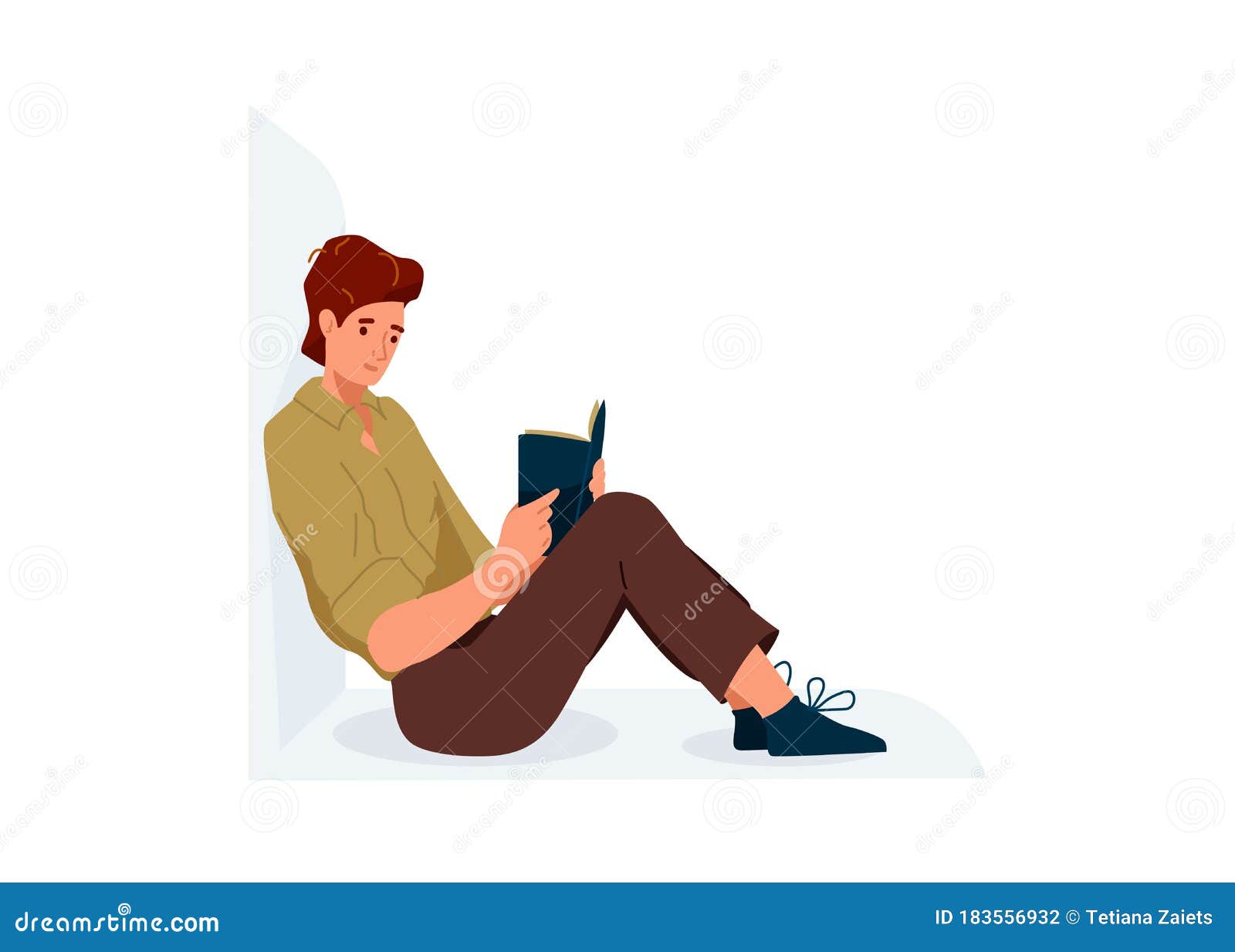 Boy Reading Book Vector