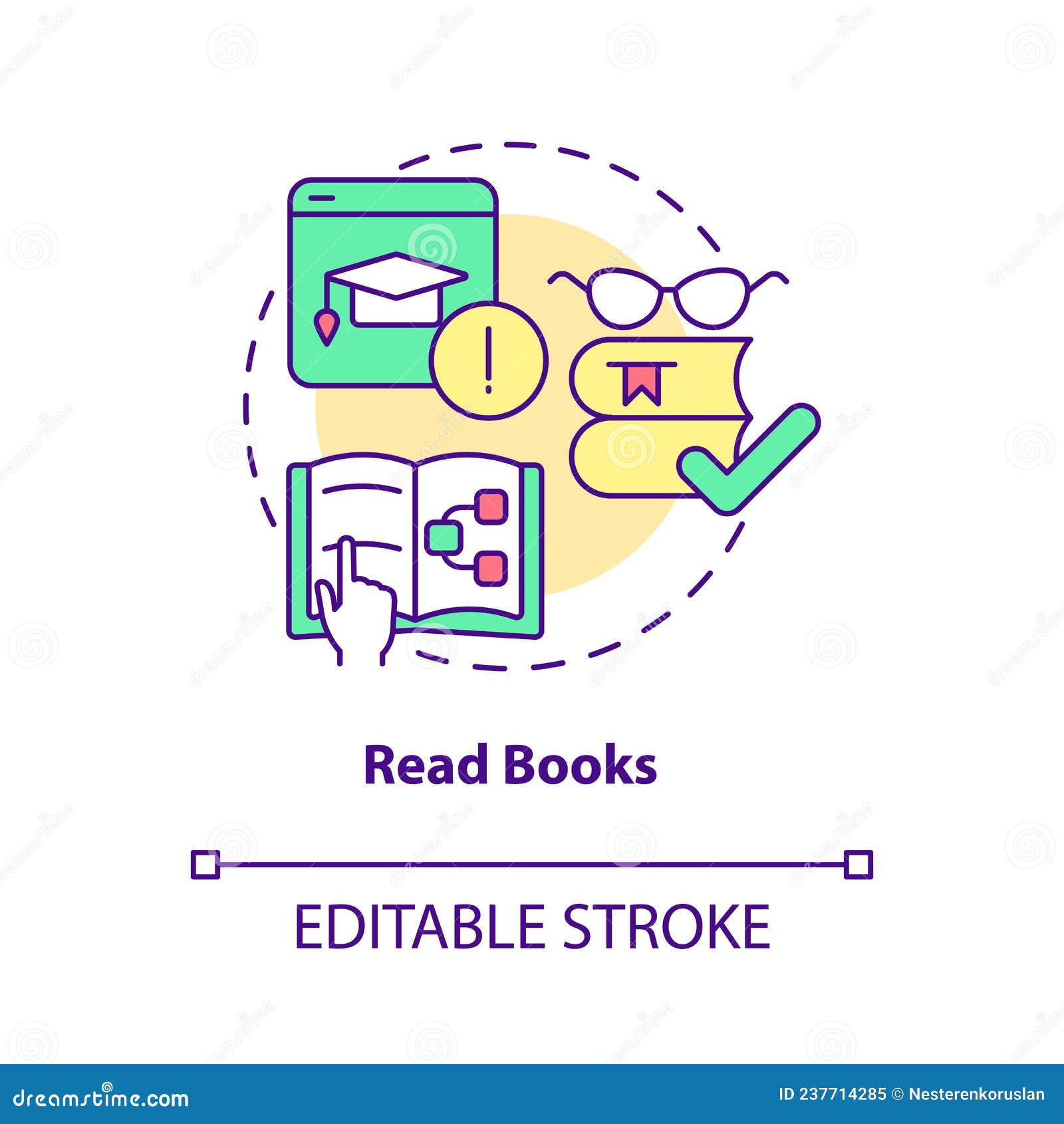Read books concept icon stock vector. Illustration of study - 237714285