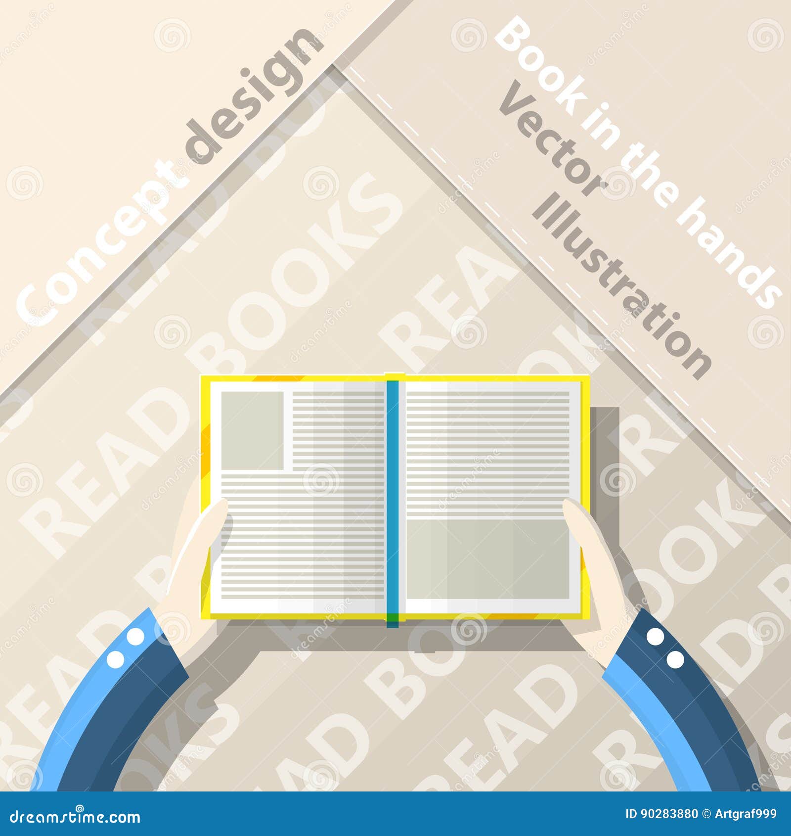 Read Books. Open Book in Hands Stock Vector - Illustration of blue ...