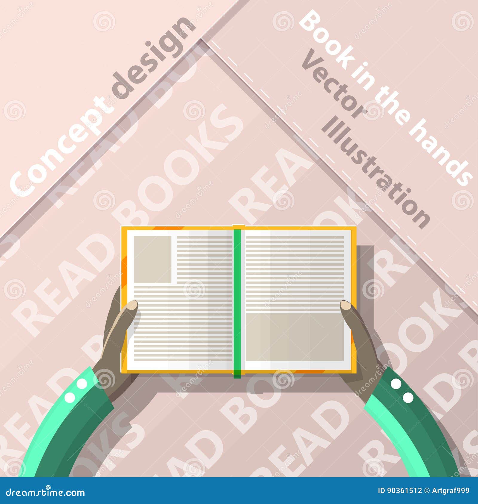 Read Books. Open Book in Hands Stock Vector - Illustration of green ...