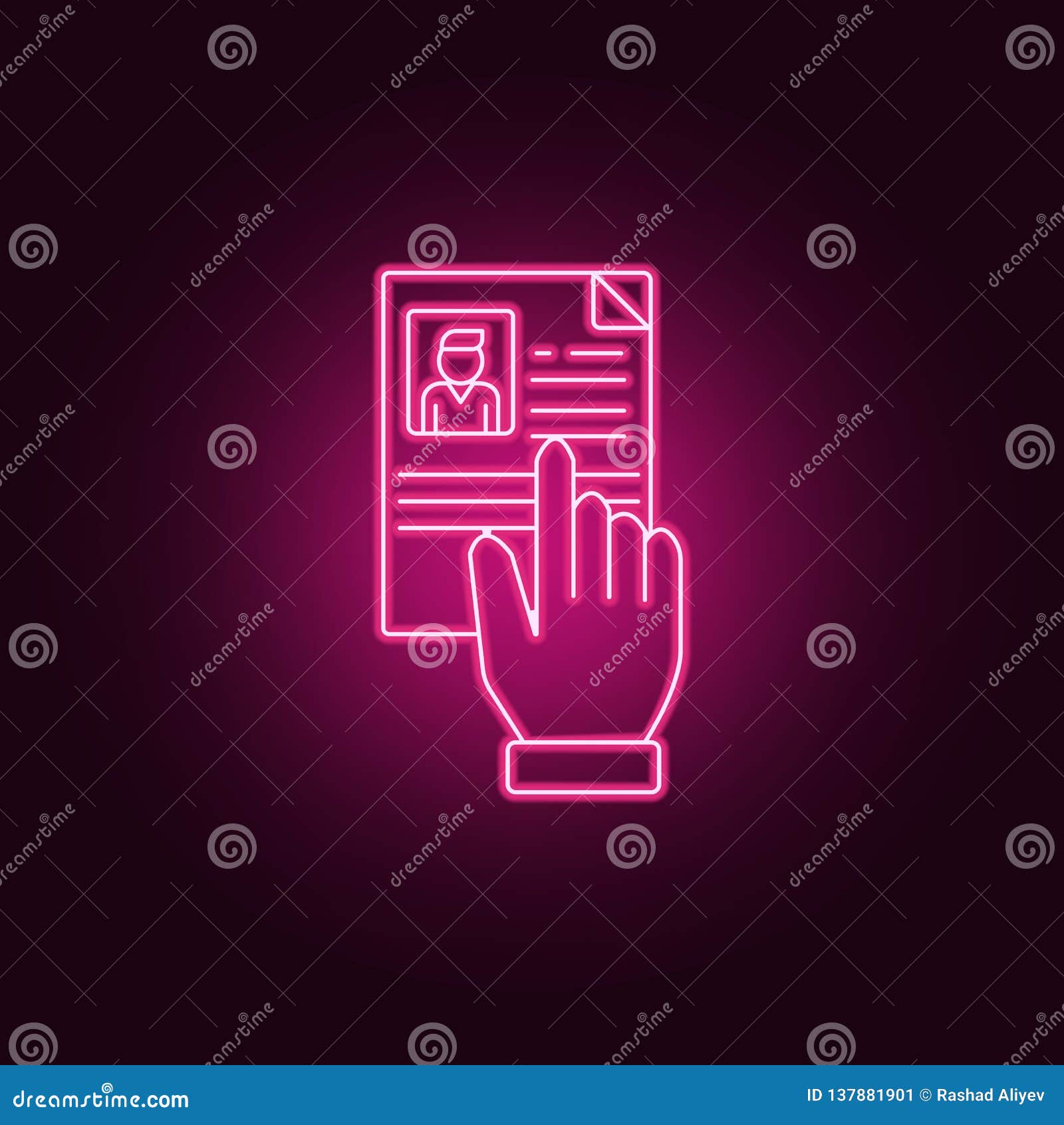 Read CV Icon. Elements of Interview in Neon Style Icons Stock ...