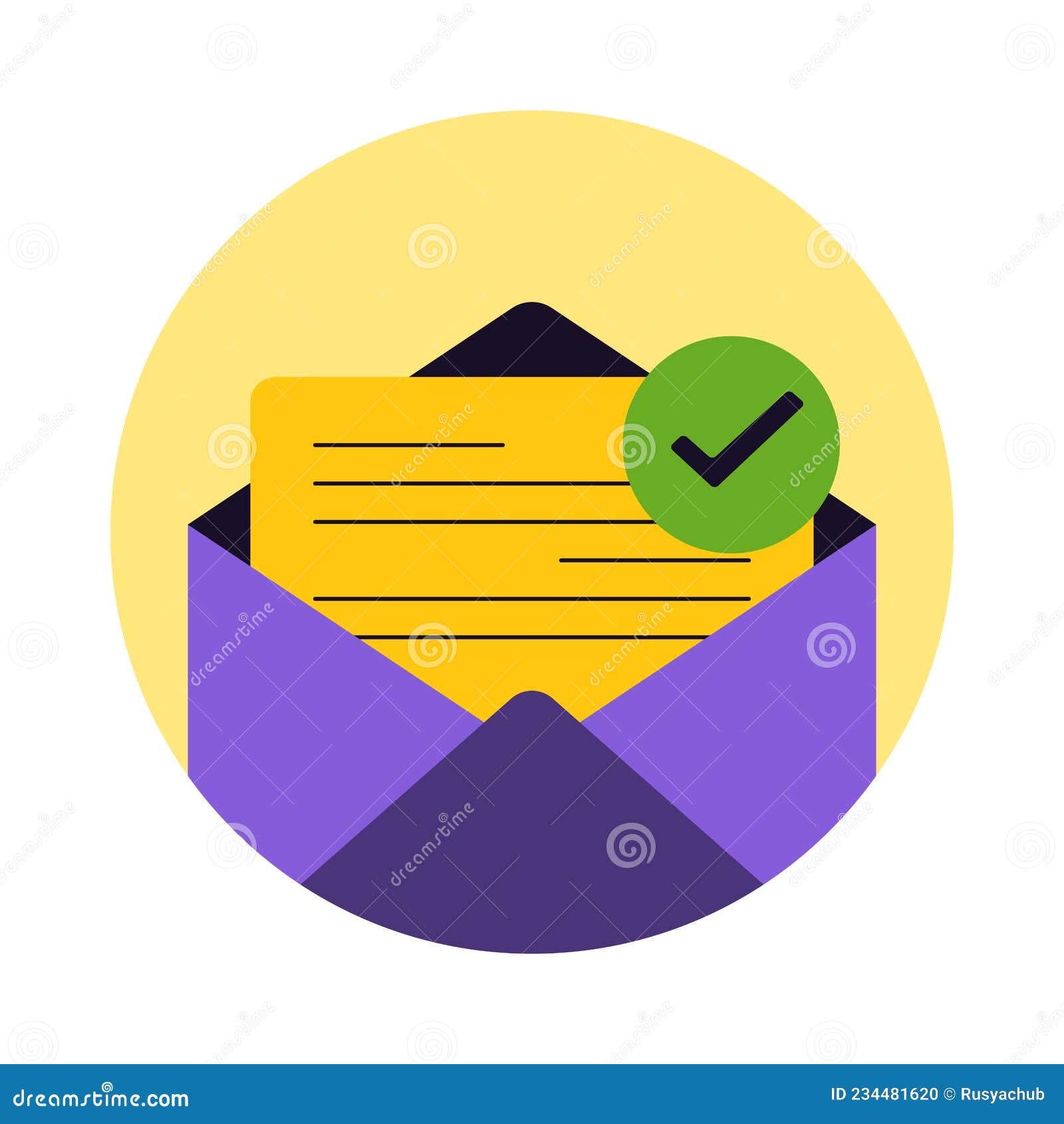 The Icon of a Read and Verified Letter in an Email. Envelope with a ...