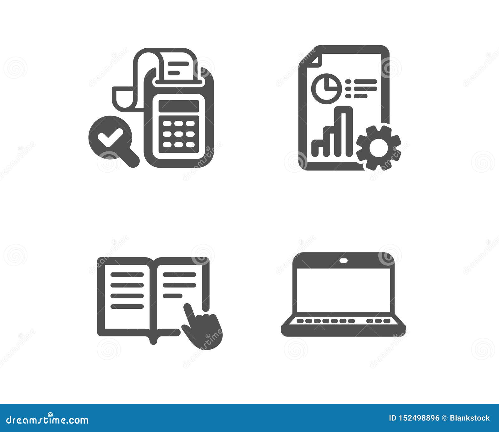 Read Instruction, Bill Accounting And Report Icons. Notebook Sign ...