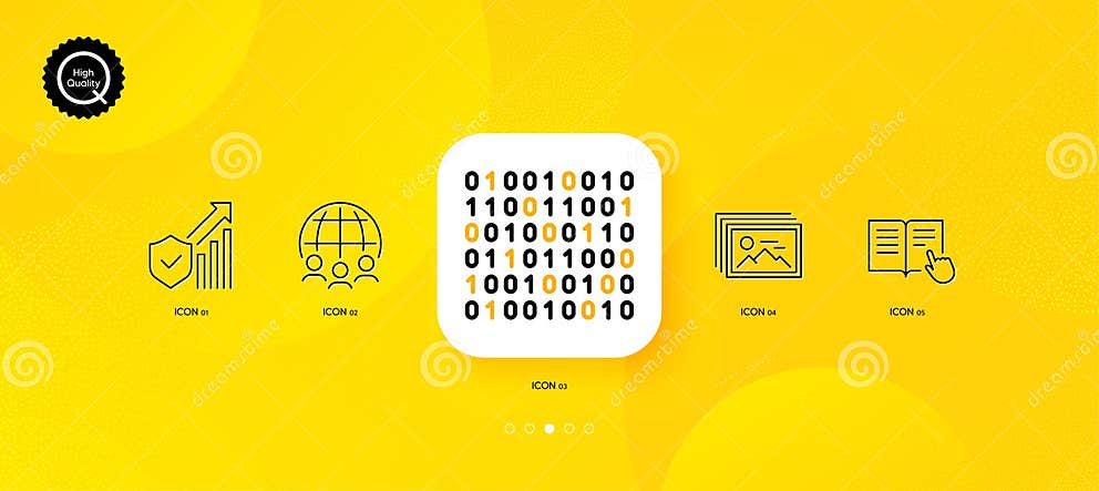 Read Instruction, Binary Code and Global Business Minimal Line Icons. for Web Application ...