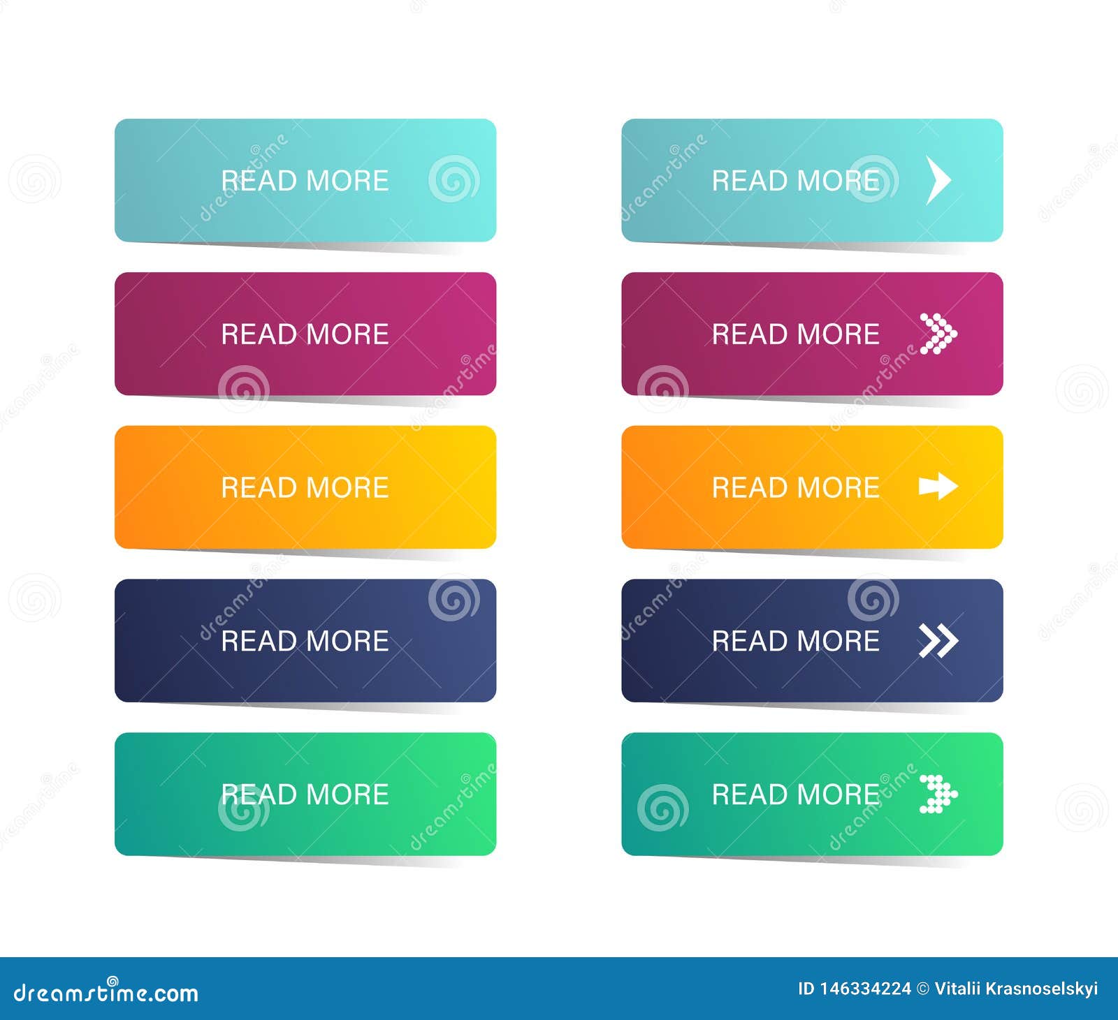 Read More Button. Colorful Button Set. Symbol Read More in Web Design ...