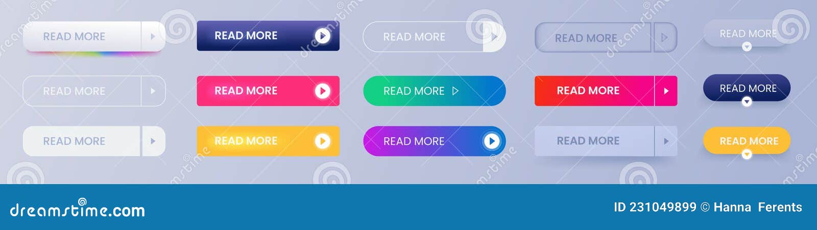 Read More Buttons Vector Set. Rectangle Templates for Designs. Line and ...
