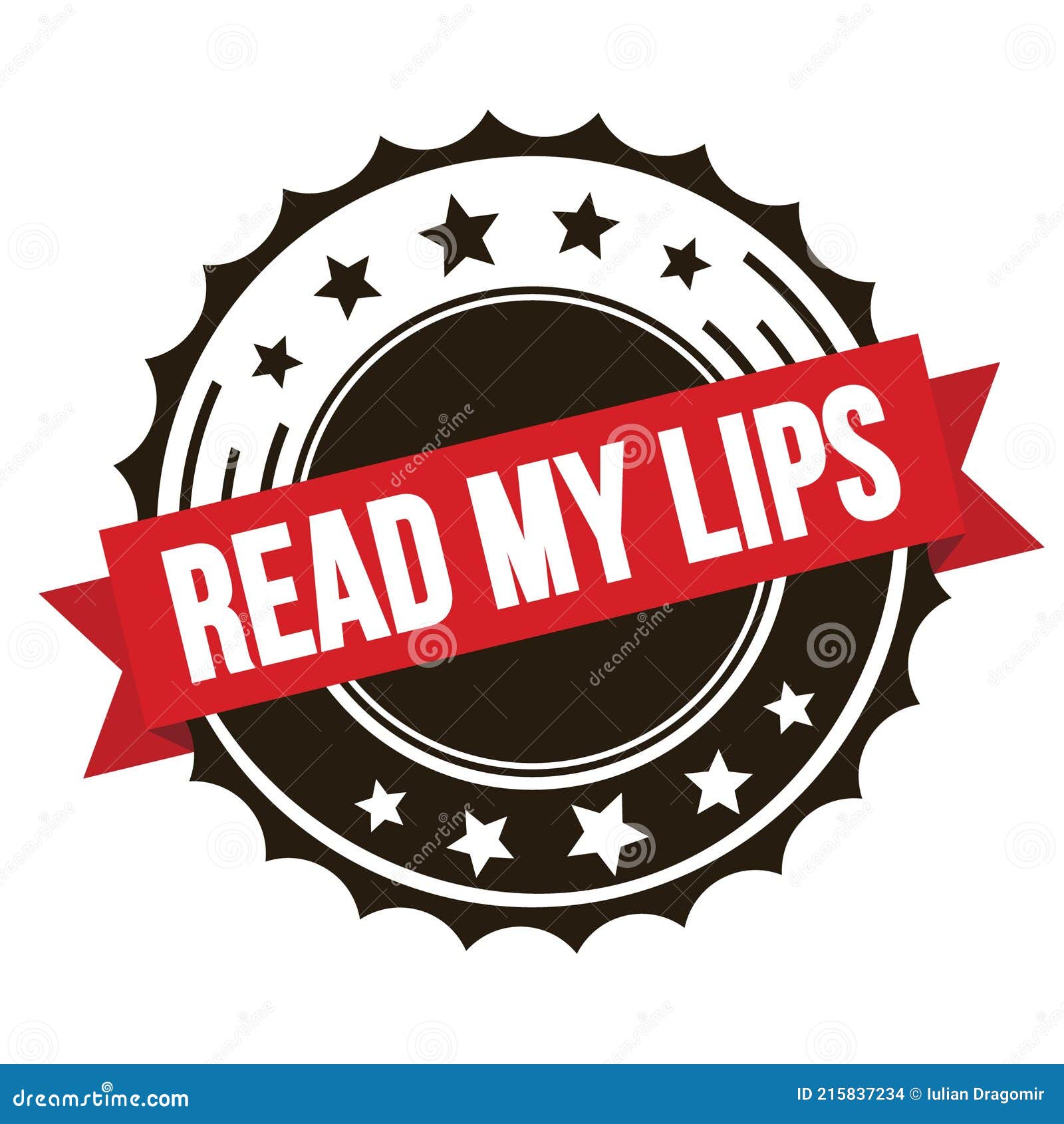 READ MY LIPS Text on Red Brown Ribbon Stamp Stock Illustration ...