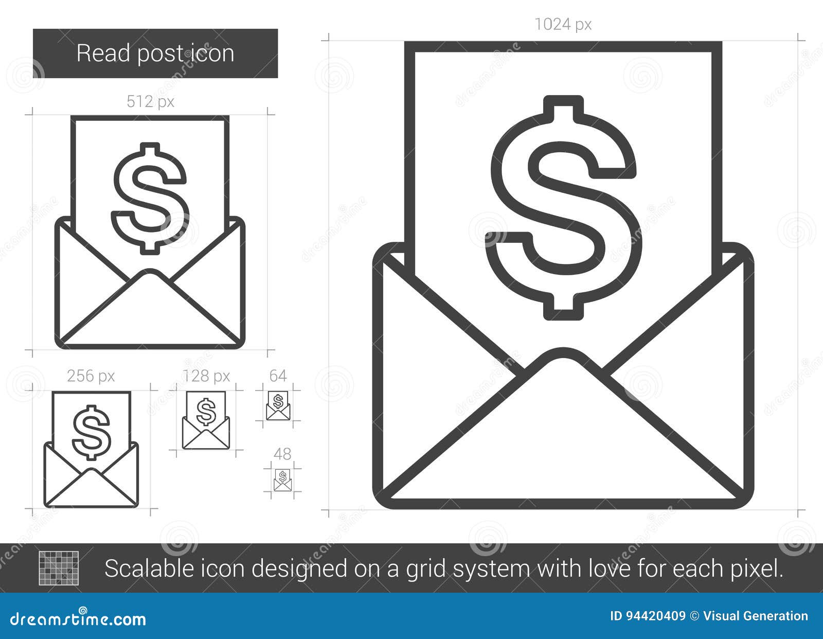 Read post line icon. stock vector. Illustration of outline - 94420409