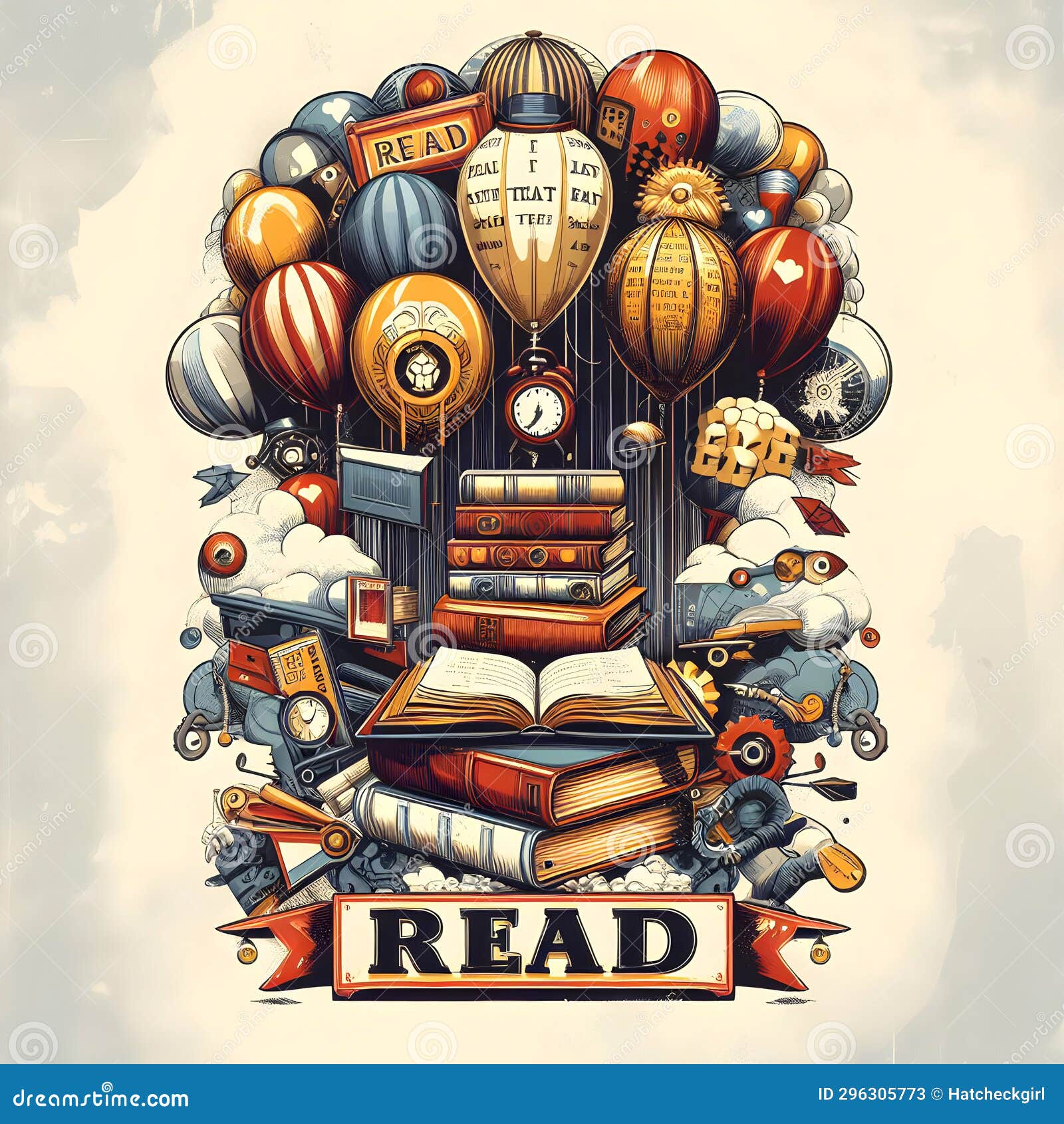 Read Poster with a Vintage Theme: Library Graphics Stock Illustration ...