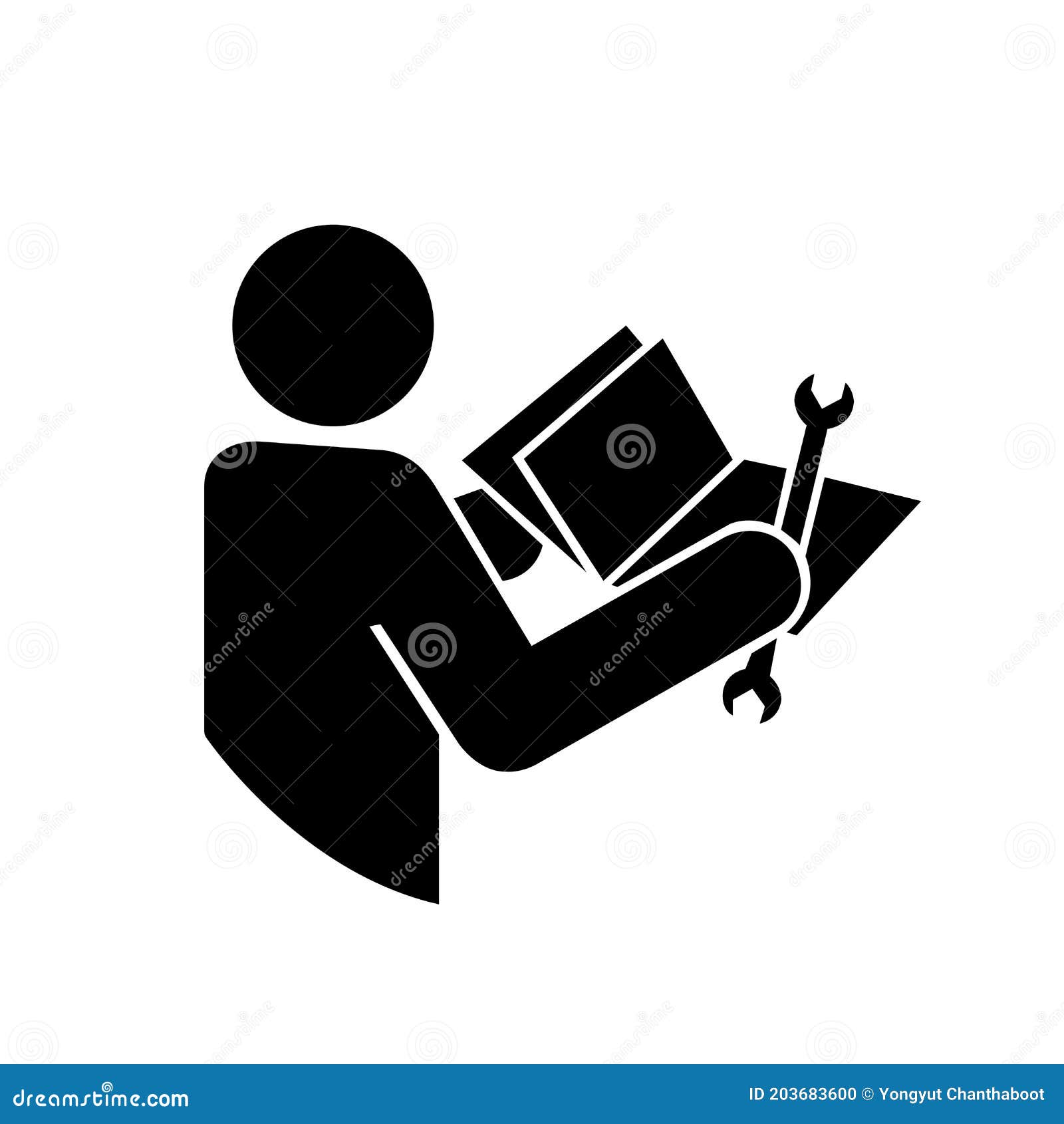 Read Technical Manual before Servicing Black Icon, Vector Illustration ...