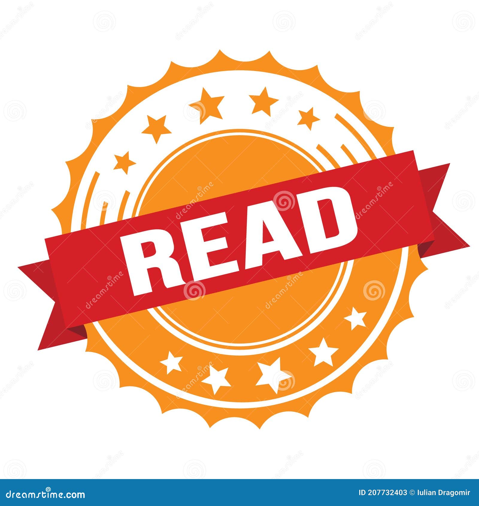 READ Text on Red Orange Ribbon Stamp Stock Illustration - Illustration ...