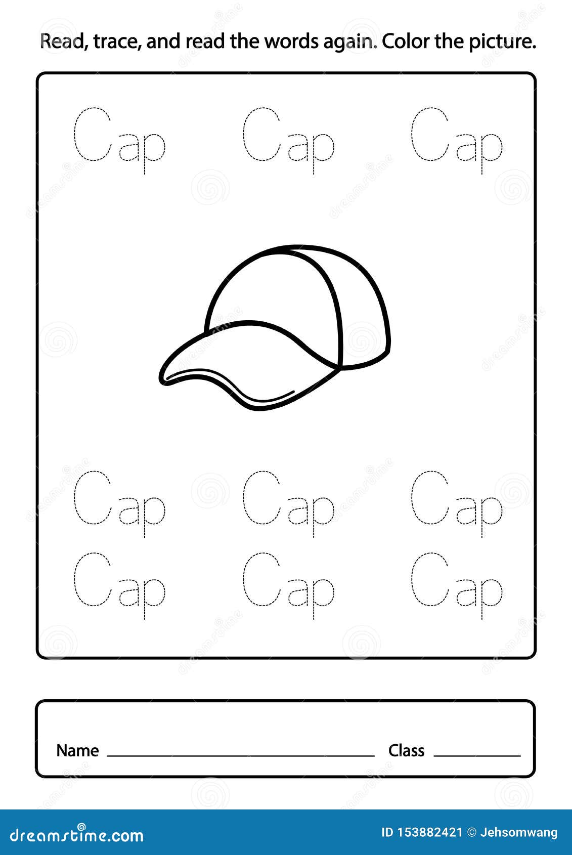 Trace Cap Color Cap Coloring Book Stock Illustrations – 8 Trace Cap ...
