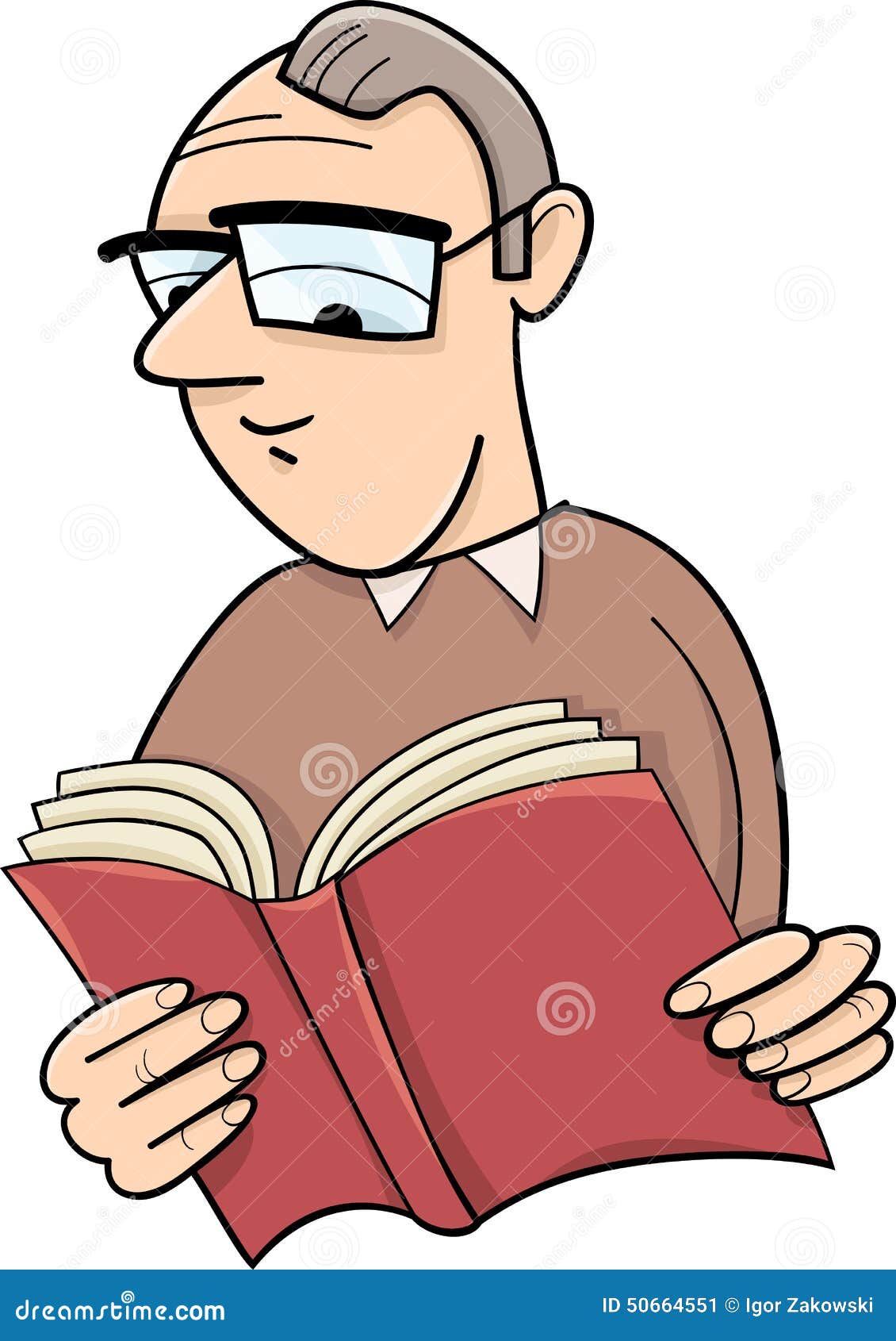 Reader with Book Cartoon Illustration Stock Vector - Illustration of ...