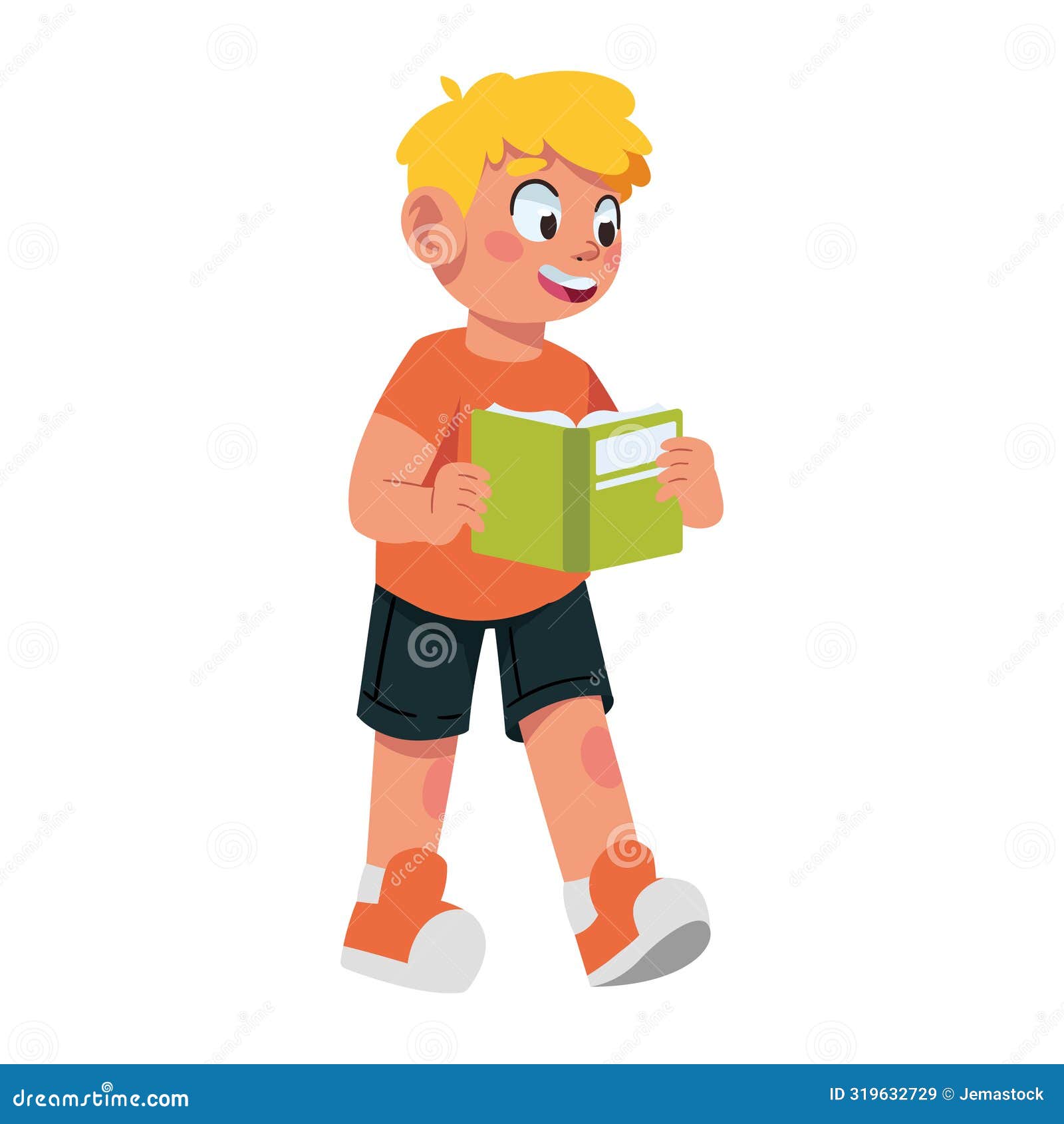 Reader boy cartoon stock vector. Illustration of school - 319632729