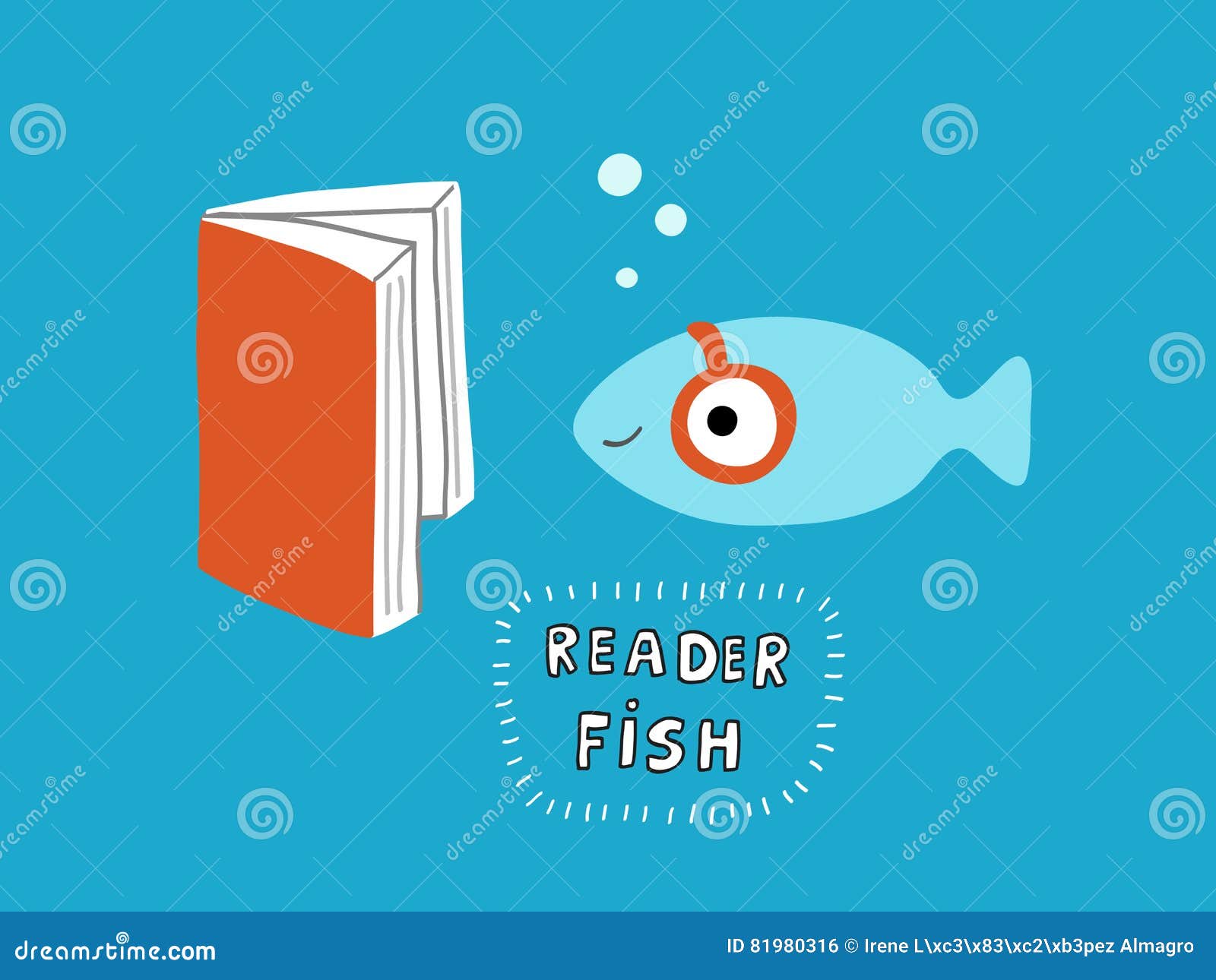 Reader Fish Vector Illustration Stock Vector - Illustration of kids ...