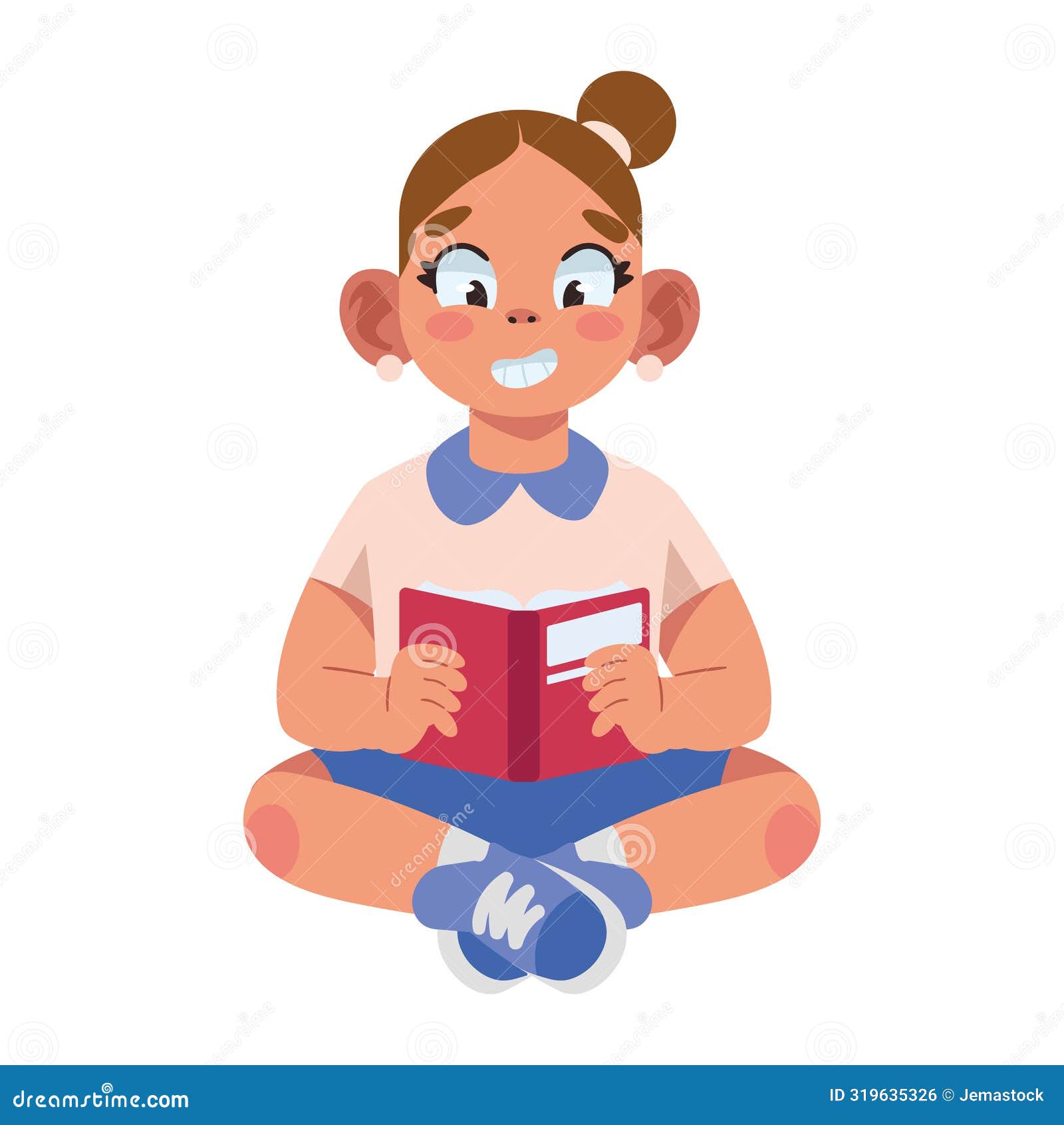 Reader girl cartoon stock vector. Illustration of learn - 319635326