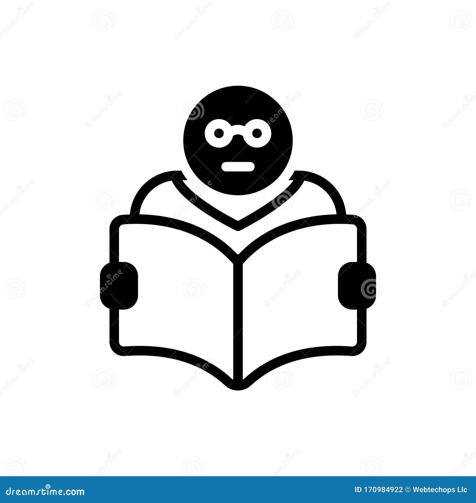 Black Solid Icon for Reader, Reciter and Textbook Stock Illustration ...