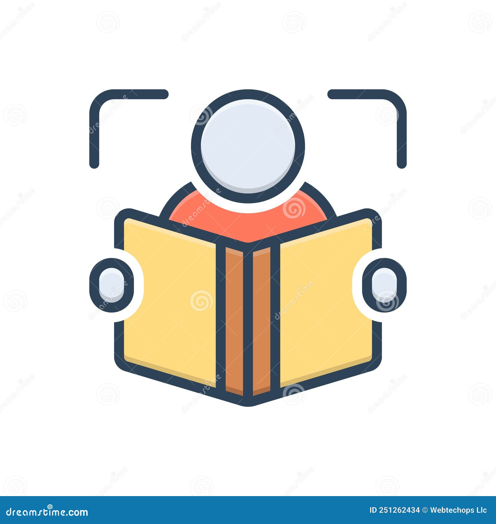 Reader Bibliophile Icon Of 3 Types Color, Black And White, Outline ...