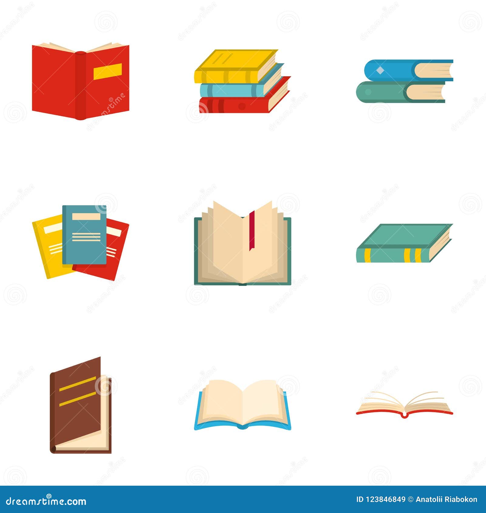 Reader Icons Set, Cartoon Style Stock Illustration - Illustration of ...