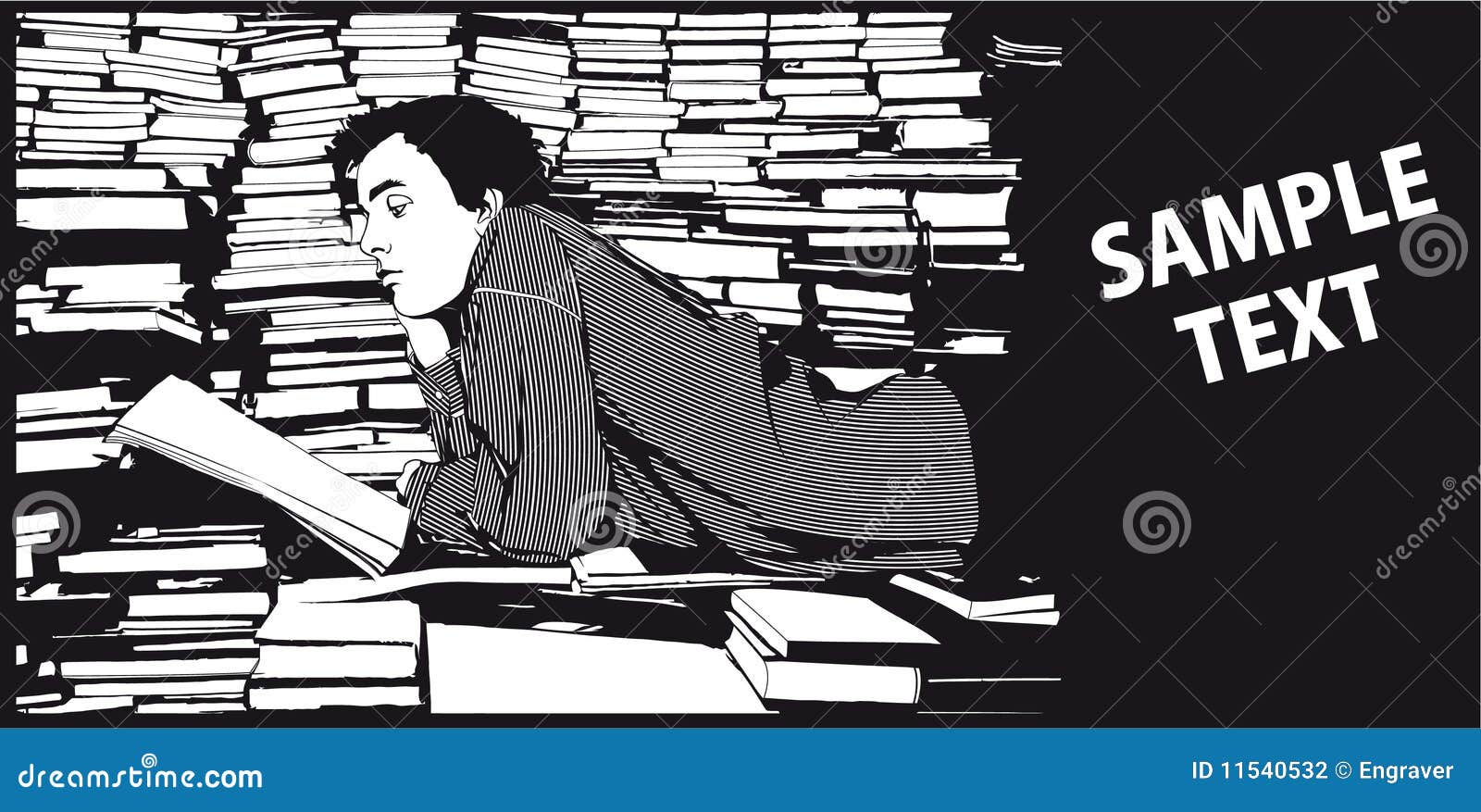 Reader illustration stock vector. Illustration of books - 11540532