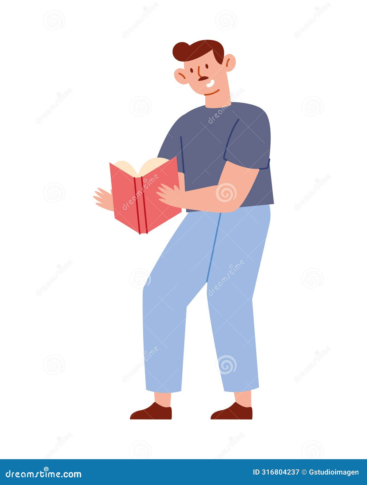 Reader man looking a book stock vector. Illustration of textbook ...