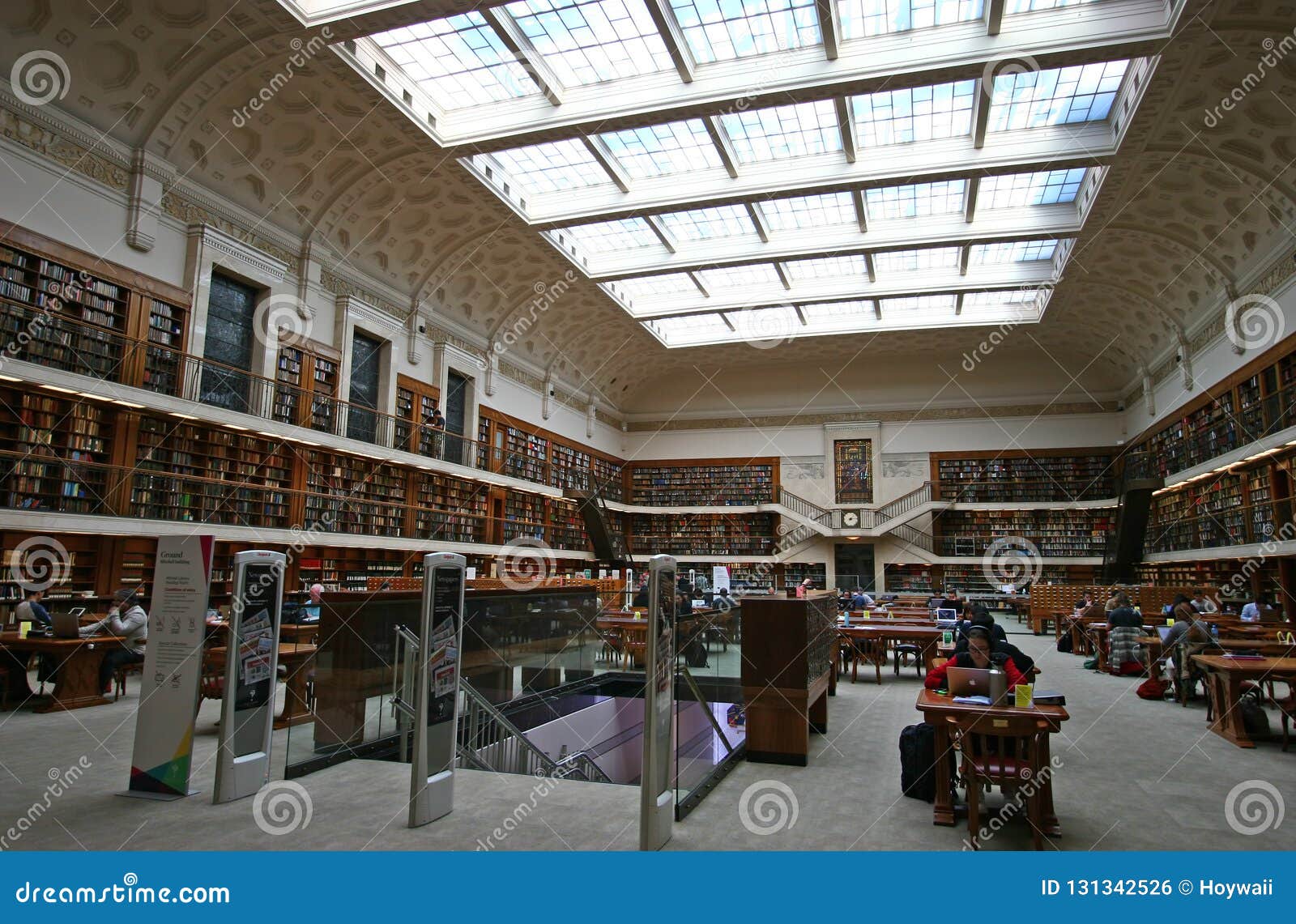 Neo-classical White Mitchell Reading Room in Historic State Library of ...