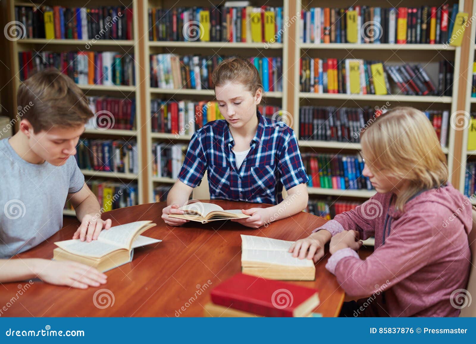 Readers in library stock photo. Image of college, groupmate - 85837876