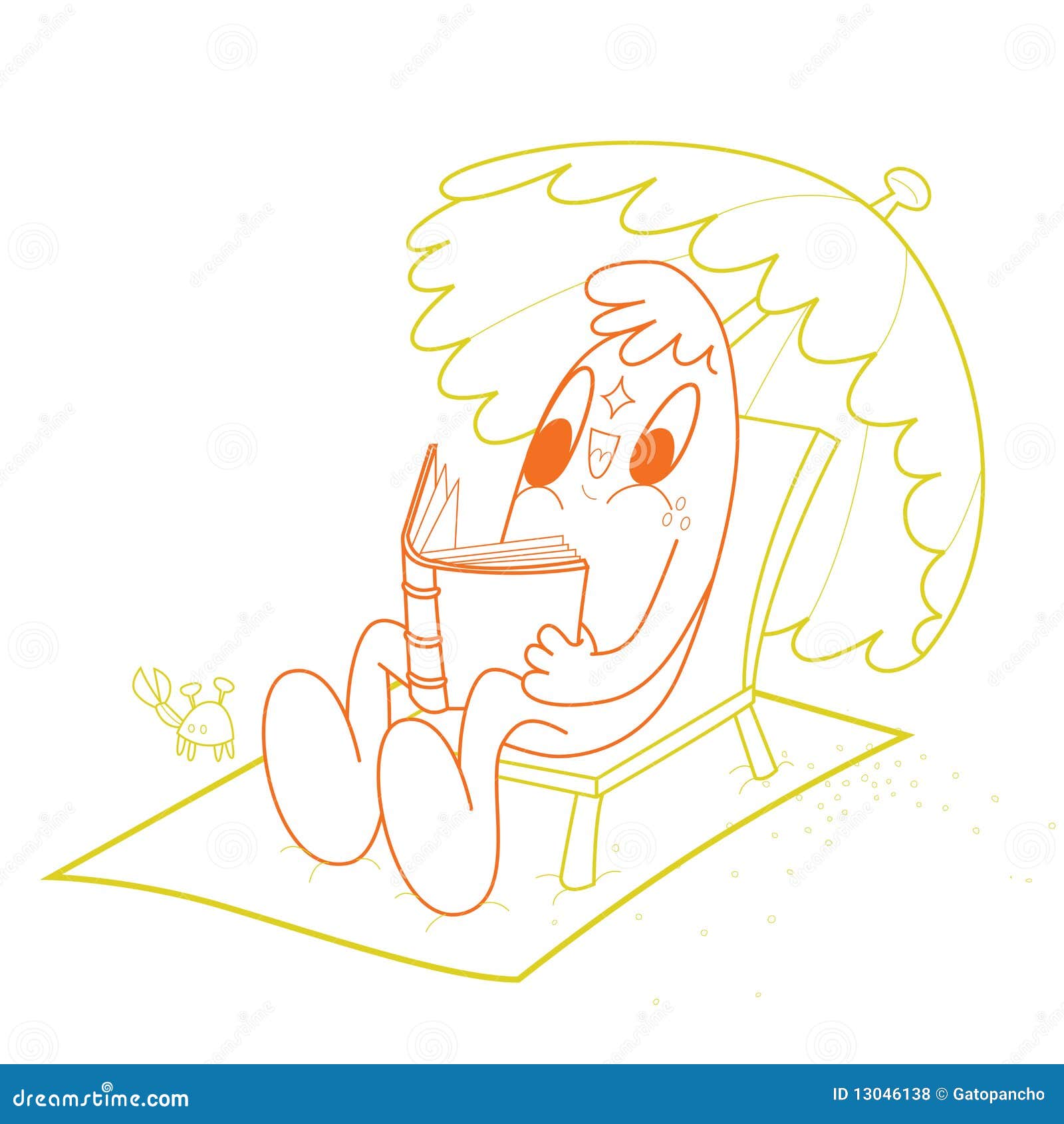 Reading on the beach stock vector. Illustration of enjoy - 13046138