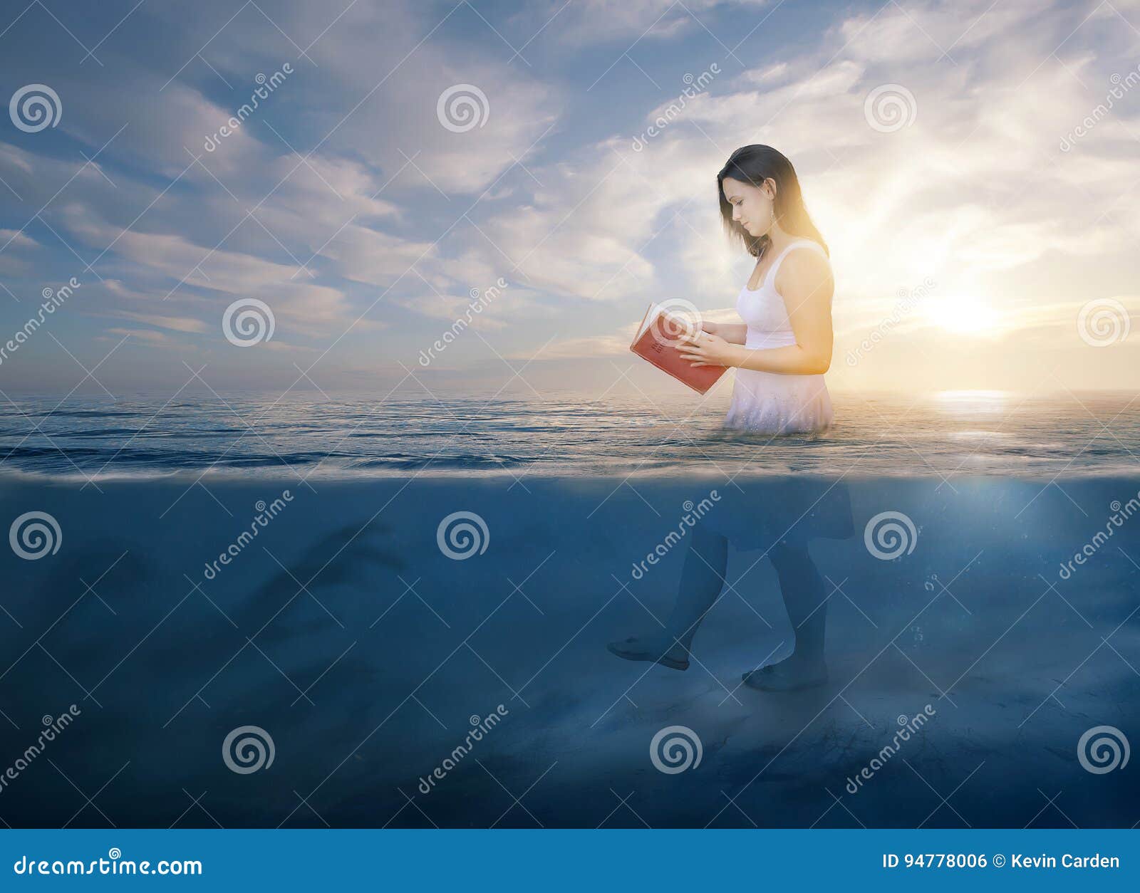 Reading the Bible in Deep Waters Stock Photo - Image of deep, drown ...