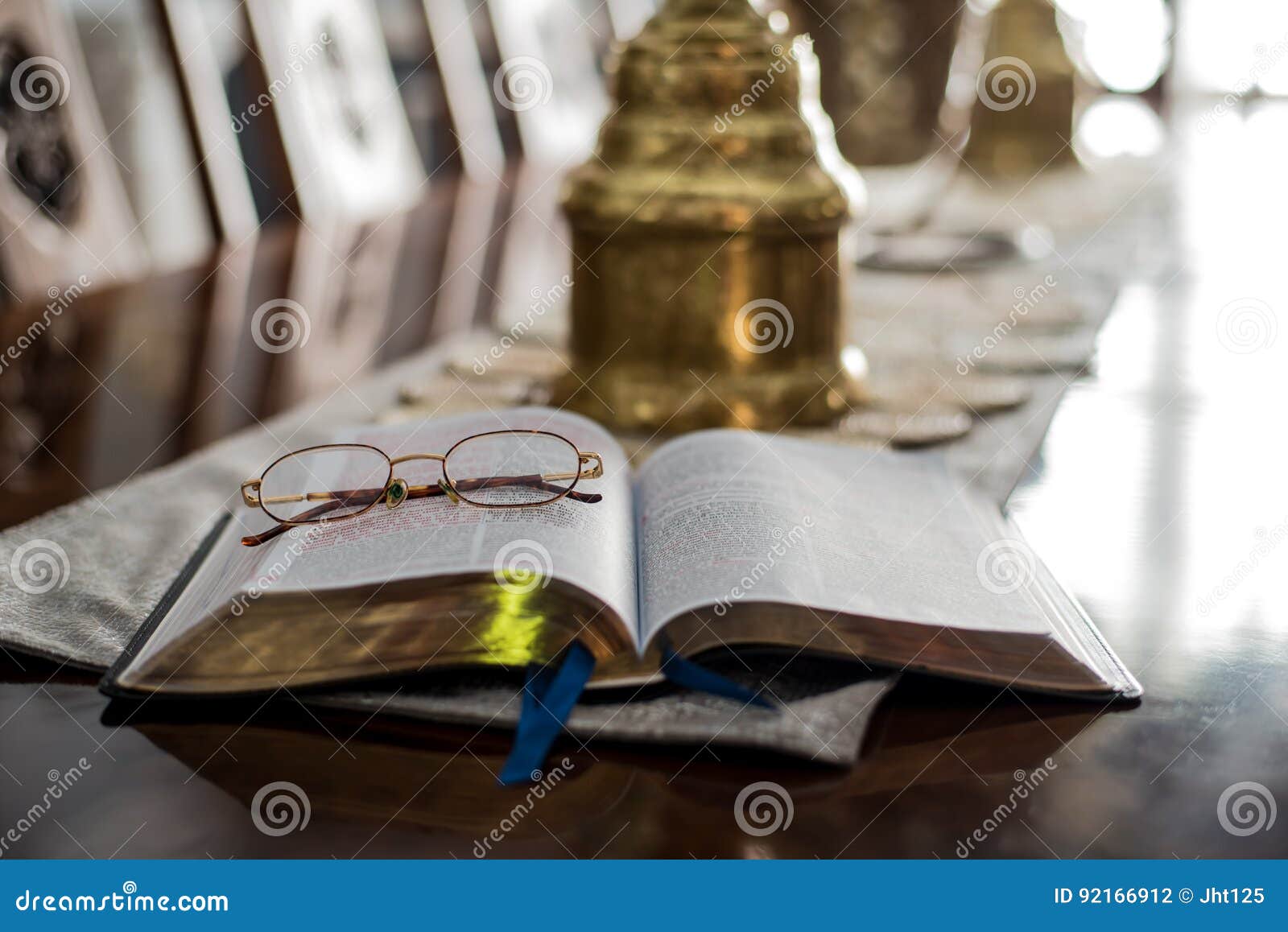 Reading the Bible with Reading Glasses Stock Photo - Image of ...